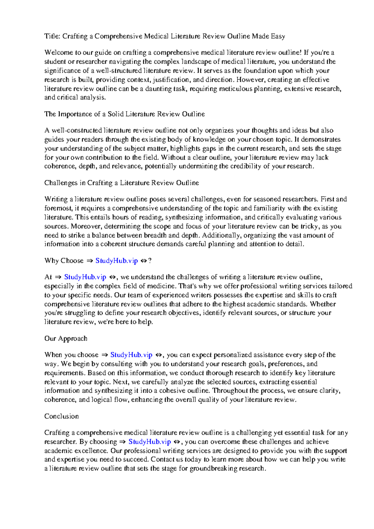 Medical Literature Review Outline - It serves as the foundation upon ...