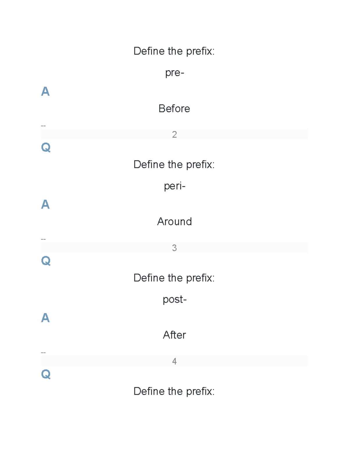 Define The Prefix Define The Prefix Pre A Before 2 Q Define The