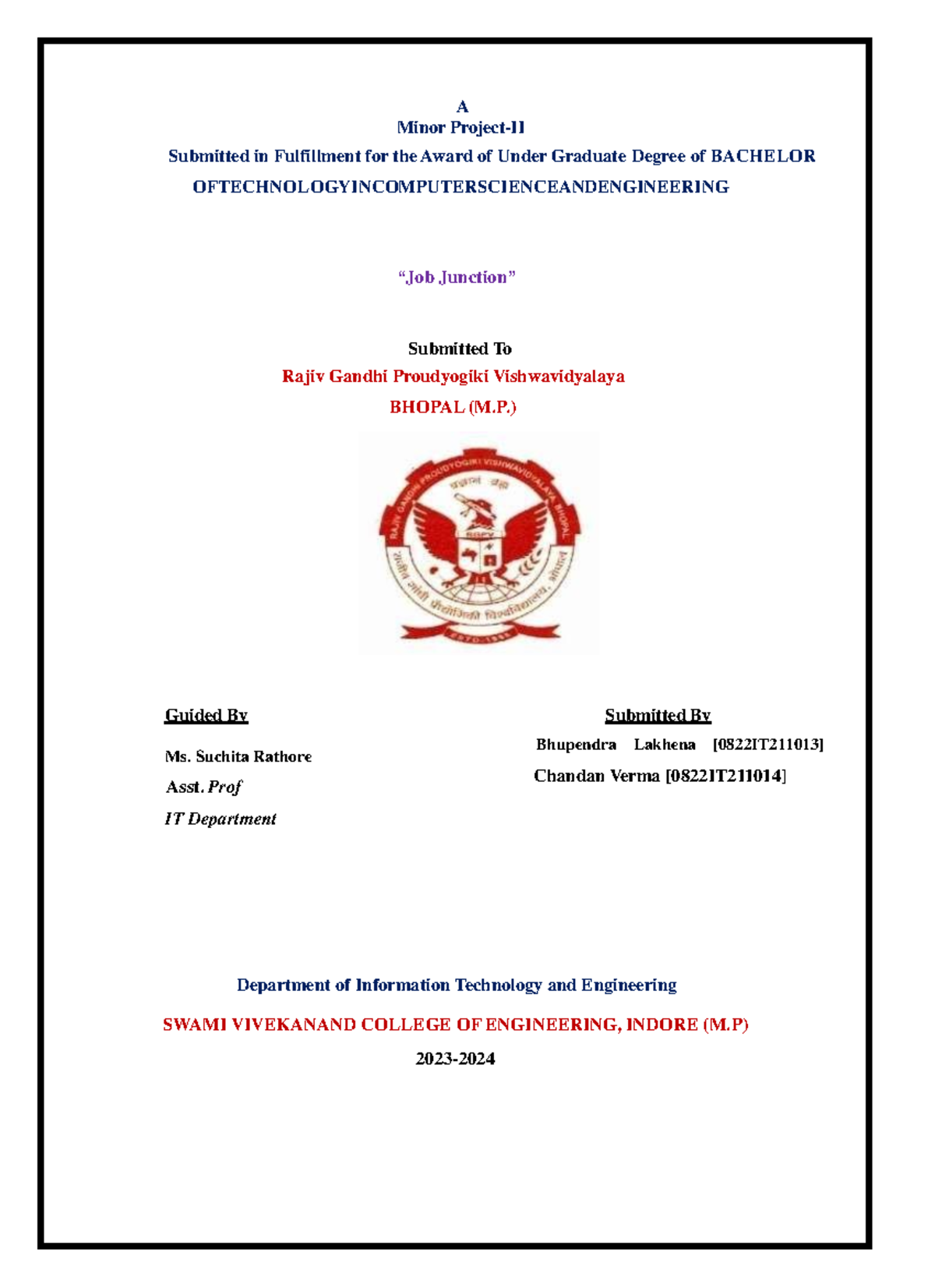 Final Minor Project main - A Minor Project-II Submitted in Fulfillment ...