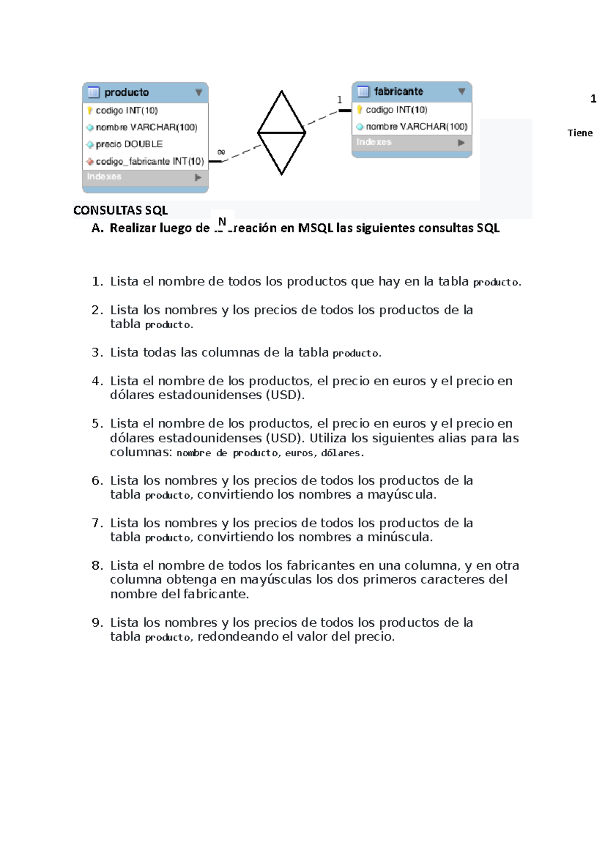 Ejercicios Sql Consultas Sql A Realizar Luego De La Creación En Msql