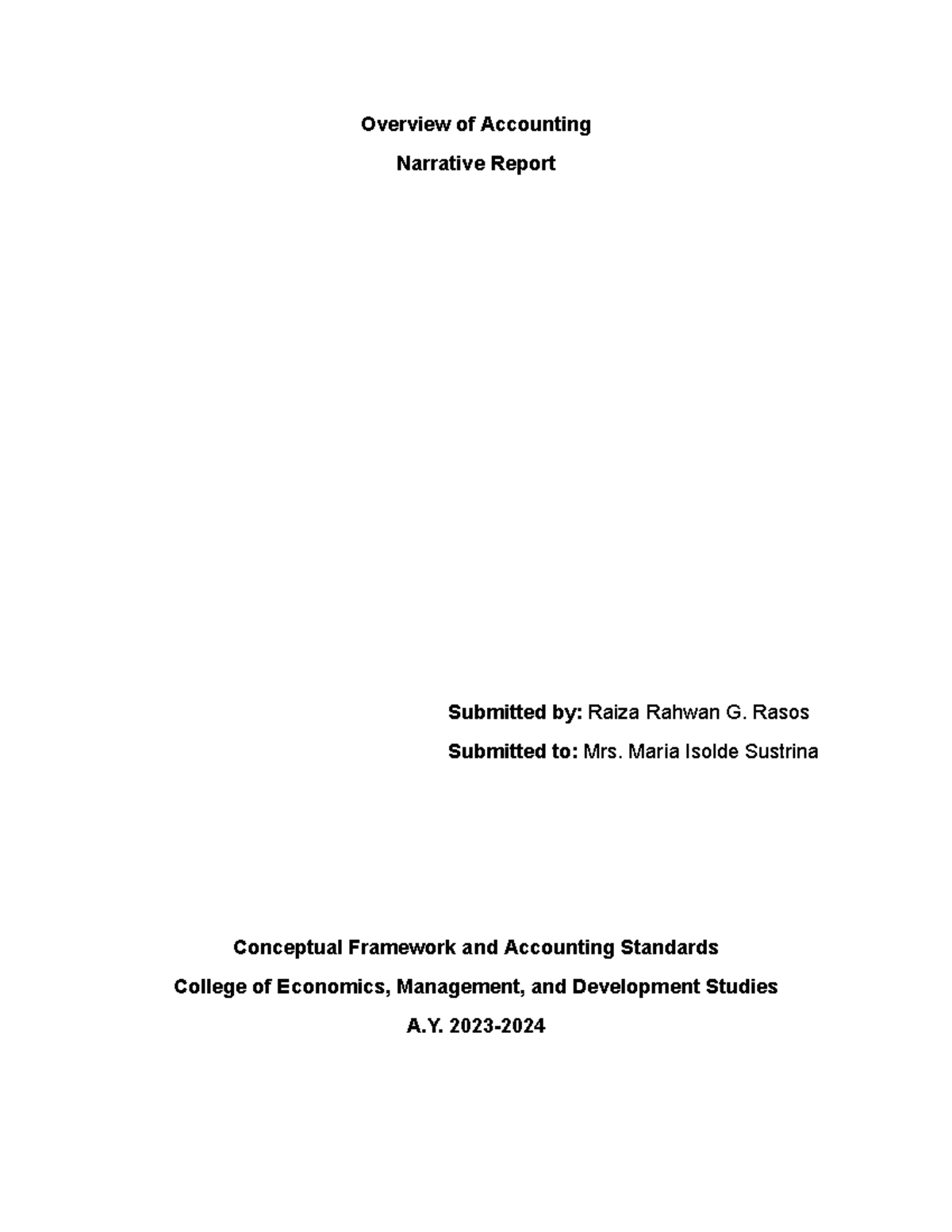 Narrative-Report-Overview of Accounting - Overview of Accounting ...