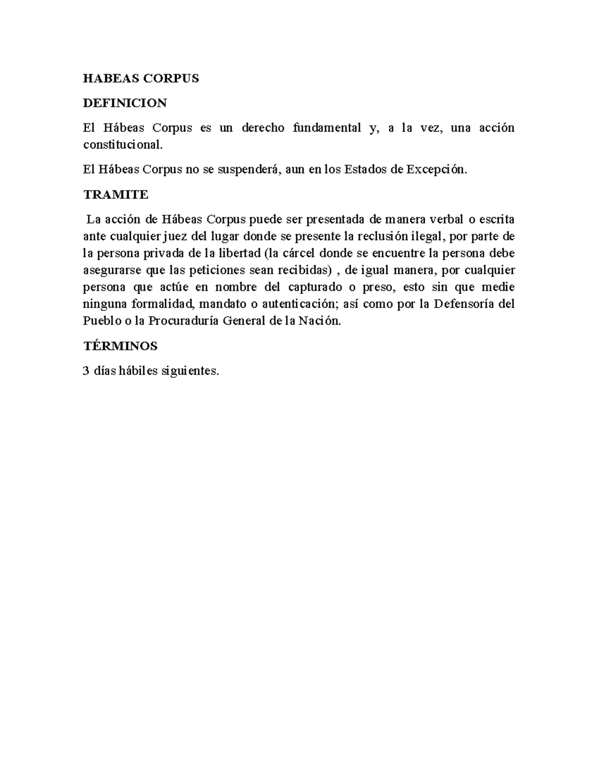 Habeas Corpus - HABEAS CORPUS DEFINICION El Hábeas Corpus es un derecho ...