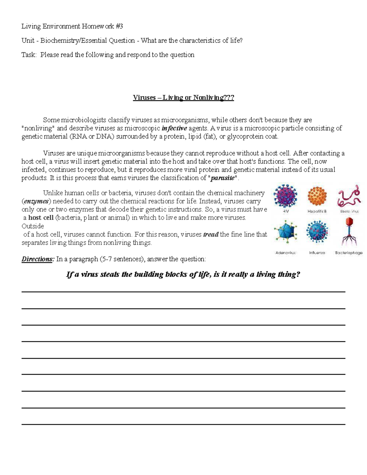 [Template] Homework#3 - Viruses Living or Nonliving - Living ...