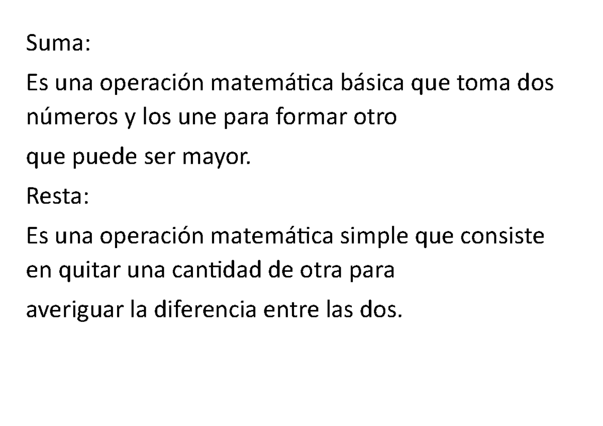 Suma - conceptos basicos - Suma: Es una operación matemática básica que ...