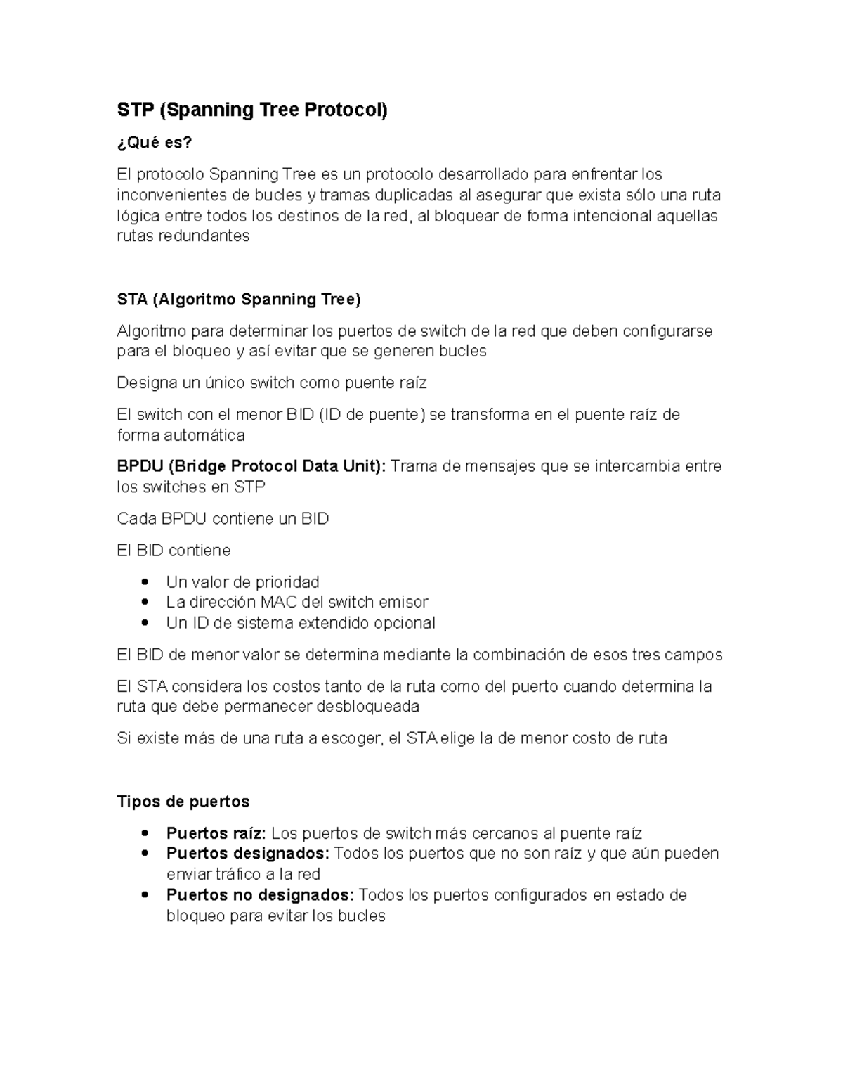 STP resumen - Protocolo Spanning Tree, - STP (Spanning Tree Protocol ...