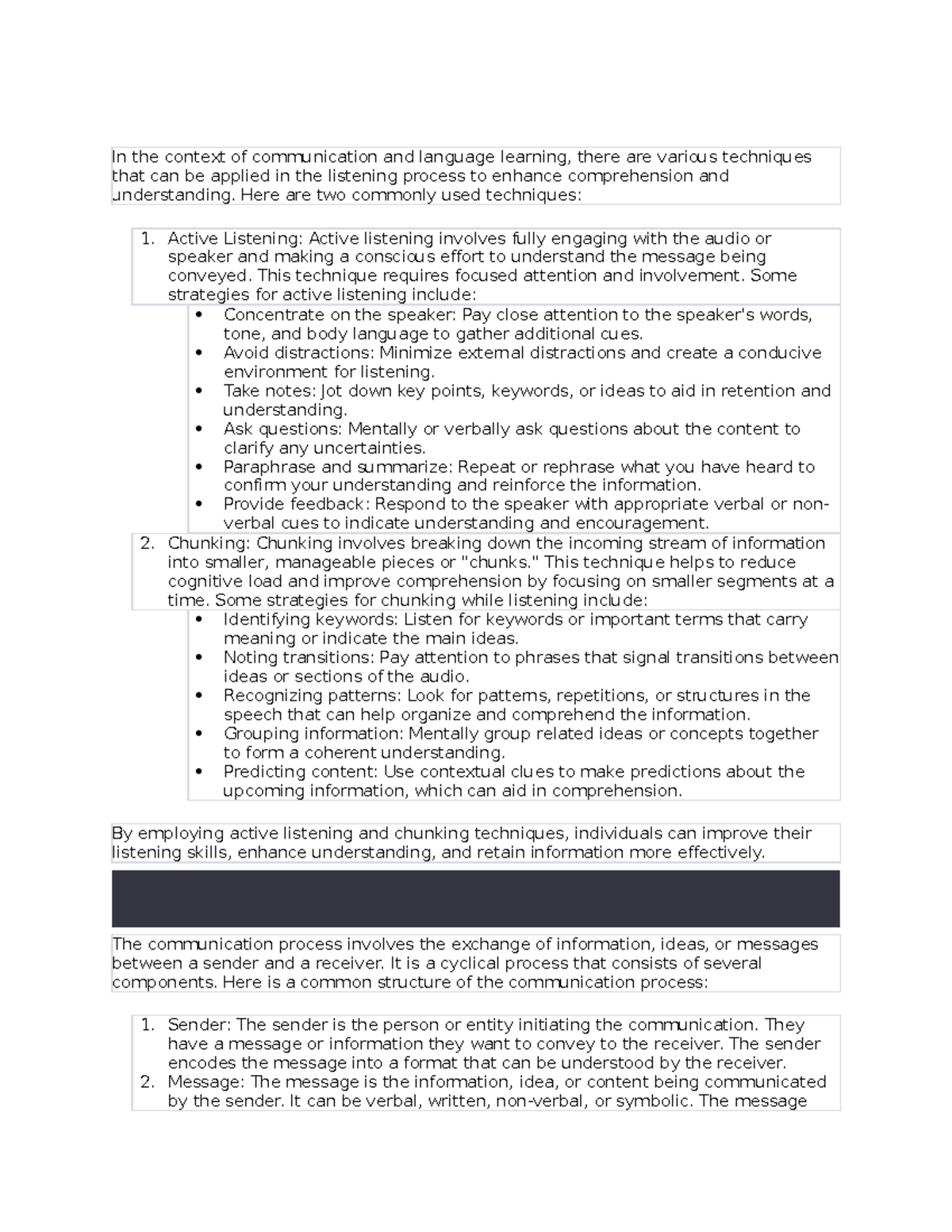 communication skills - In the context of communication and language ...