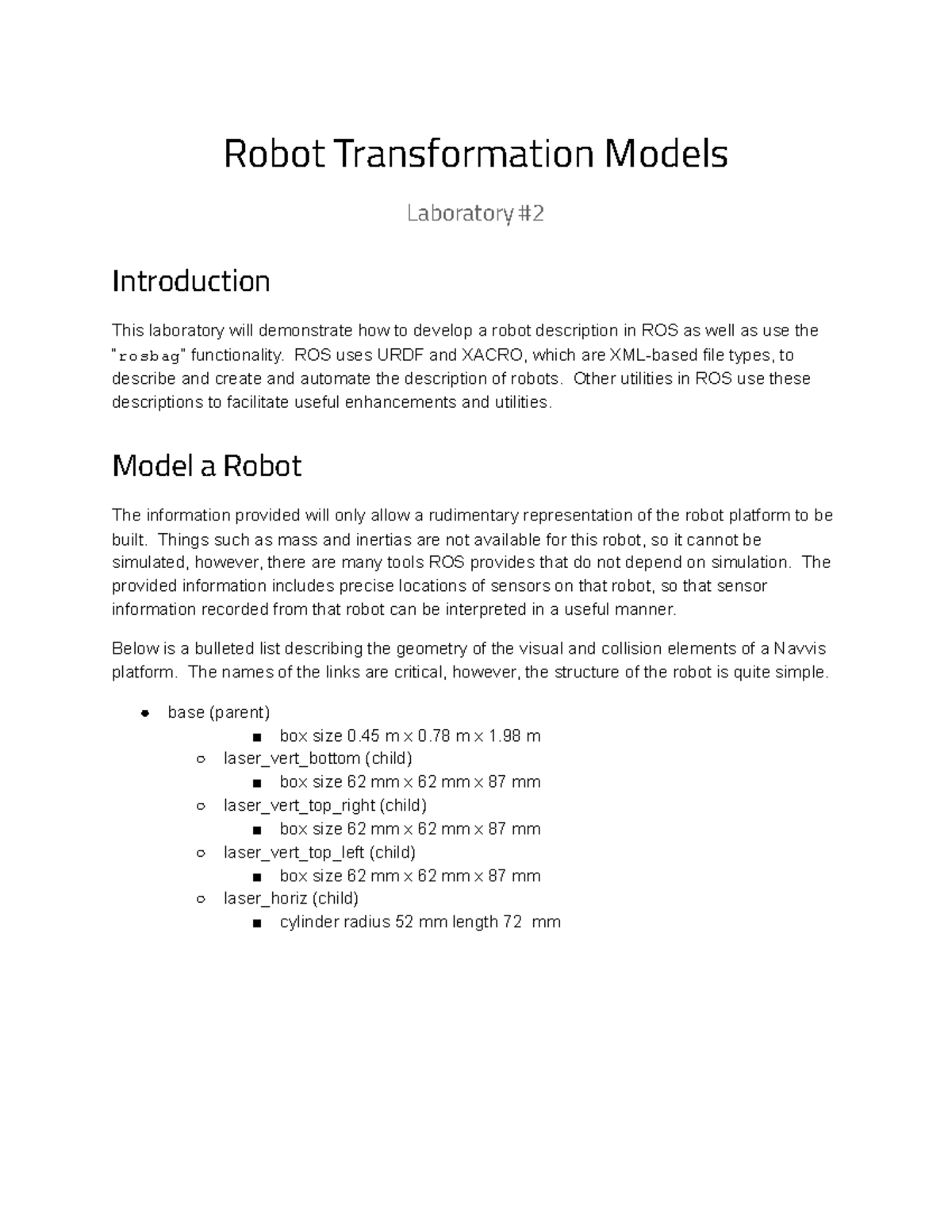 Laboratory #2 20230926 cert - Robot Transformation Models Laboratory ...