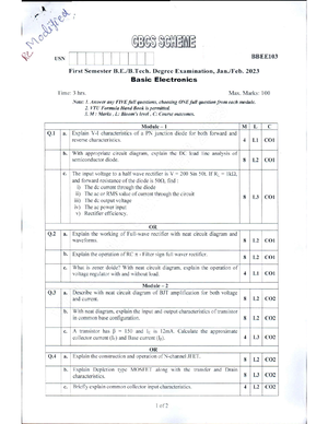 BEE Module QNP 1&2 - BASIC ELECTRONICS MODEL QUESTION PAPER 2022 SCHEME ...