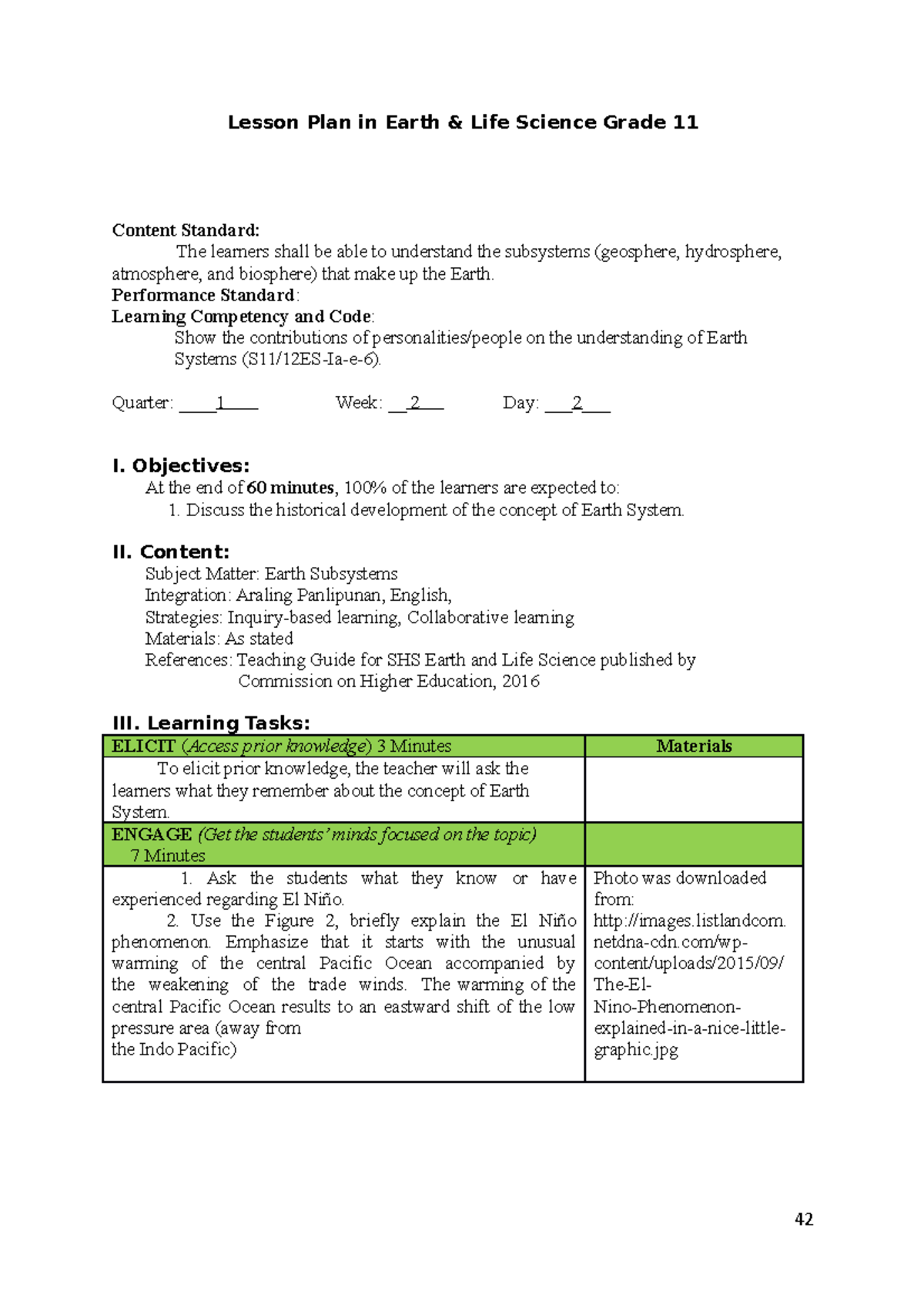 LC 6 - ... - Lesson Plan in Earth & Life Science Grade 11 Miraflor C ...