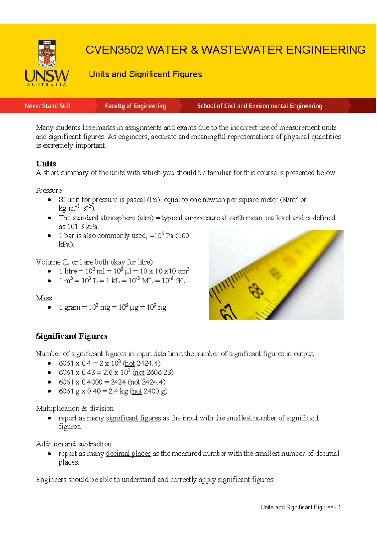 Units and Significant Figures - As engineers, accurate and meaningful ...