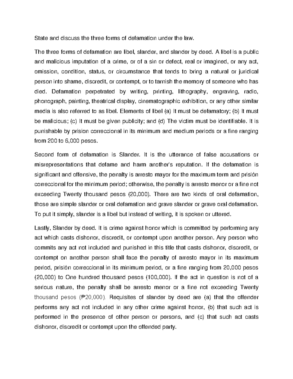 Criminal LAW 2 Defamation - Philippine Criminal Justice System - La ...