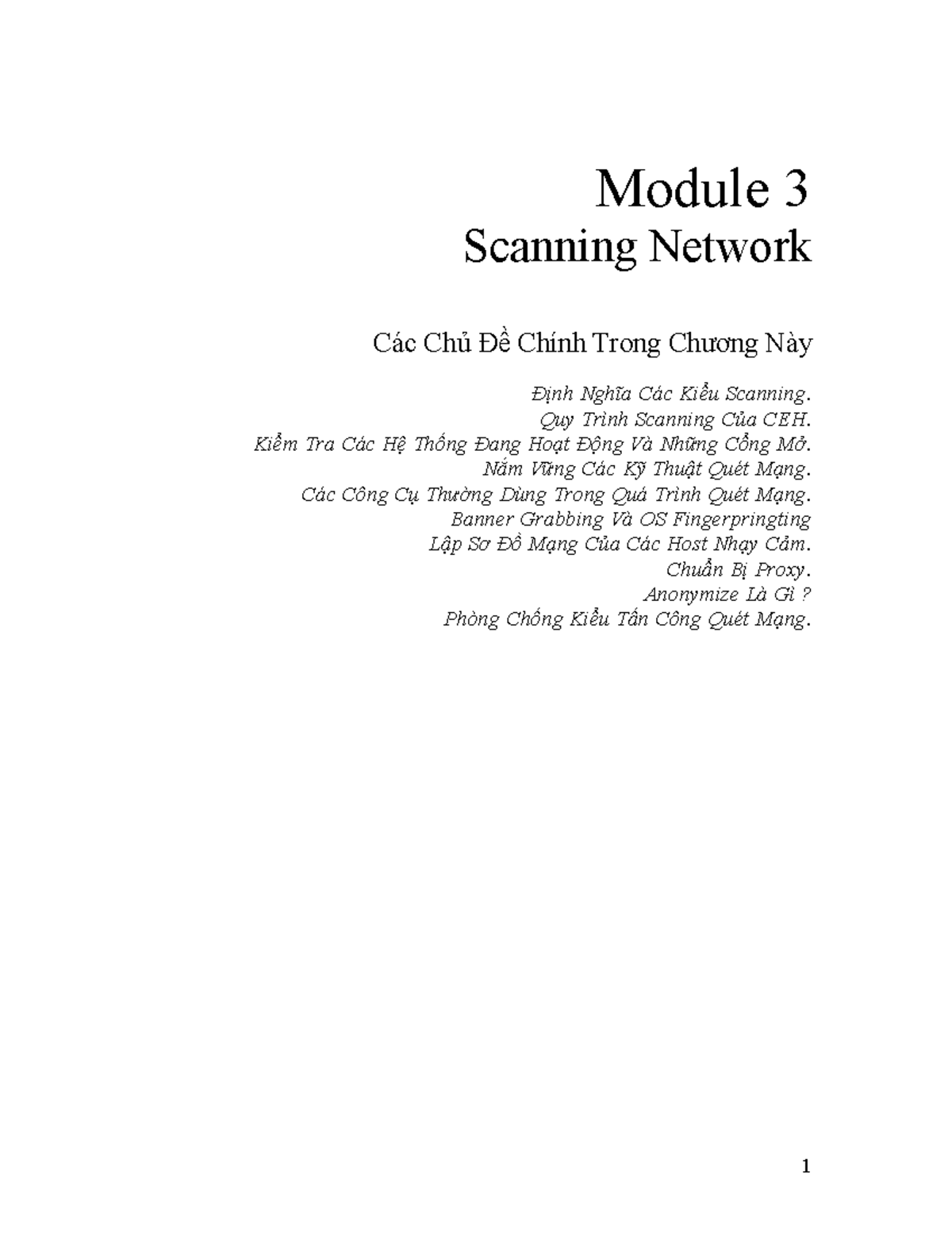 Thekalitools.com CEHv9 Finish 03 - Scanning - Module 3 Scanning Network C·c Chủ Đề Chính Trong ...