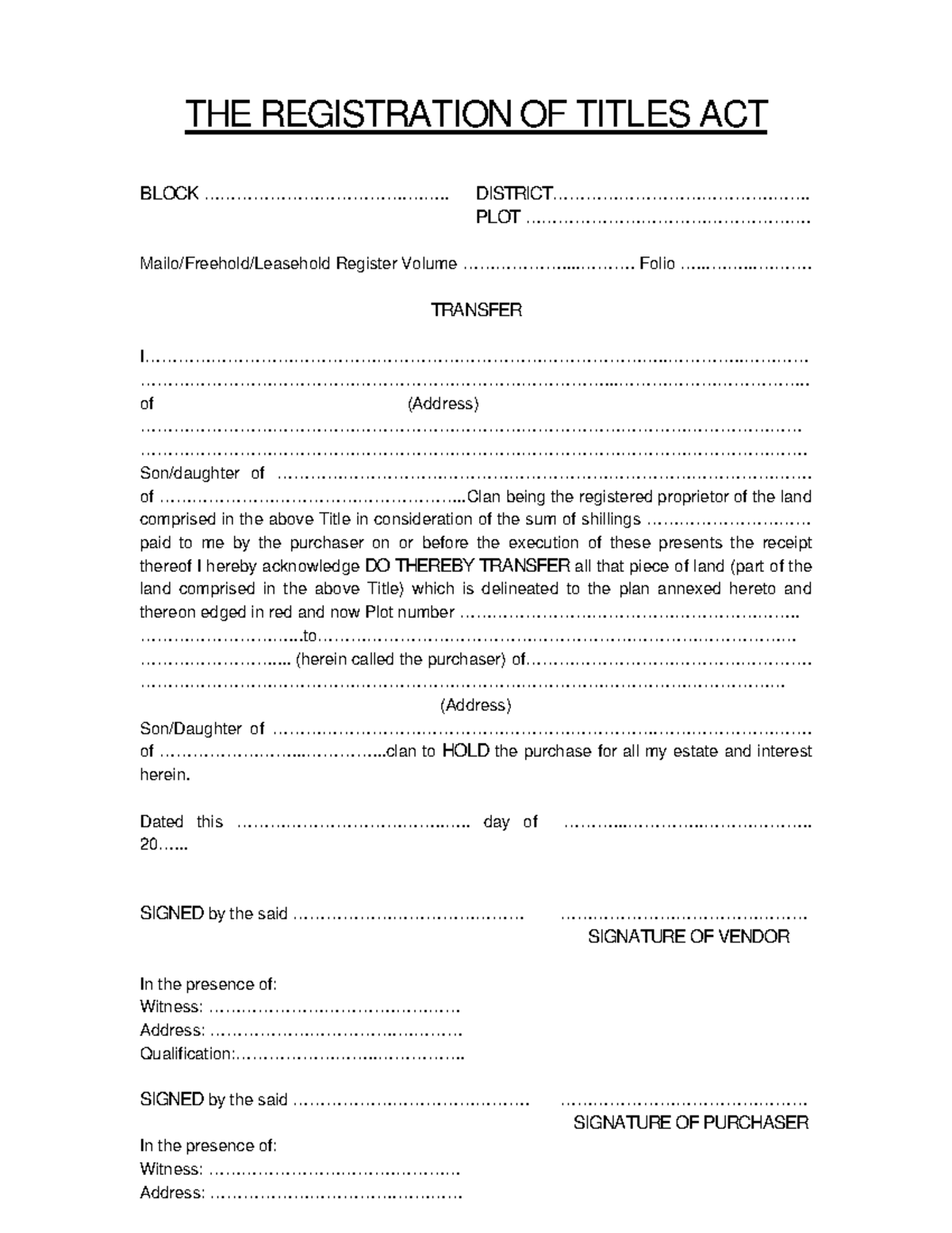 Land-Transfer-forms - Real Estate & Conveyancing - THE REGISTRATION OF ...
