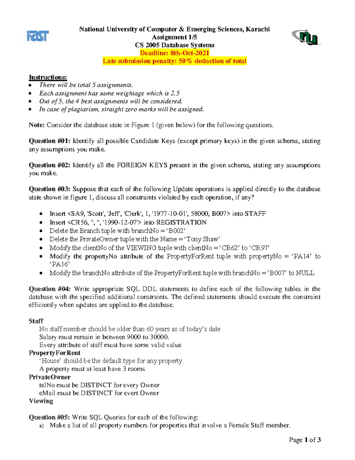 Assignment 01 - LECTURE SLIDES - Page 1 of 3 National University of ...
