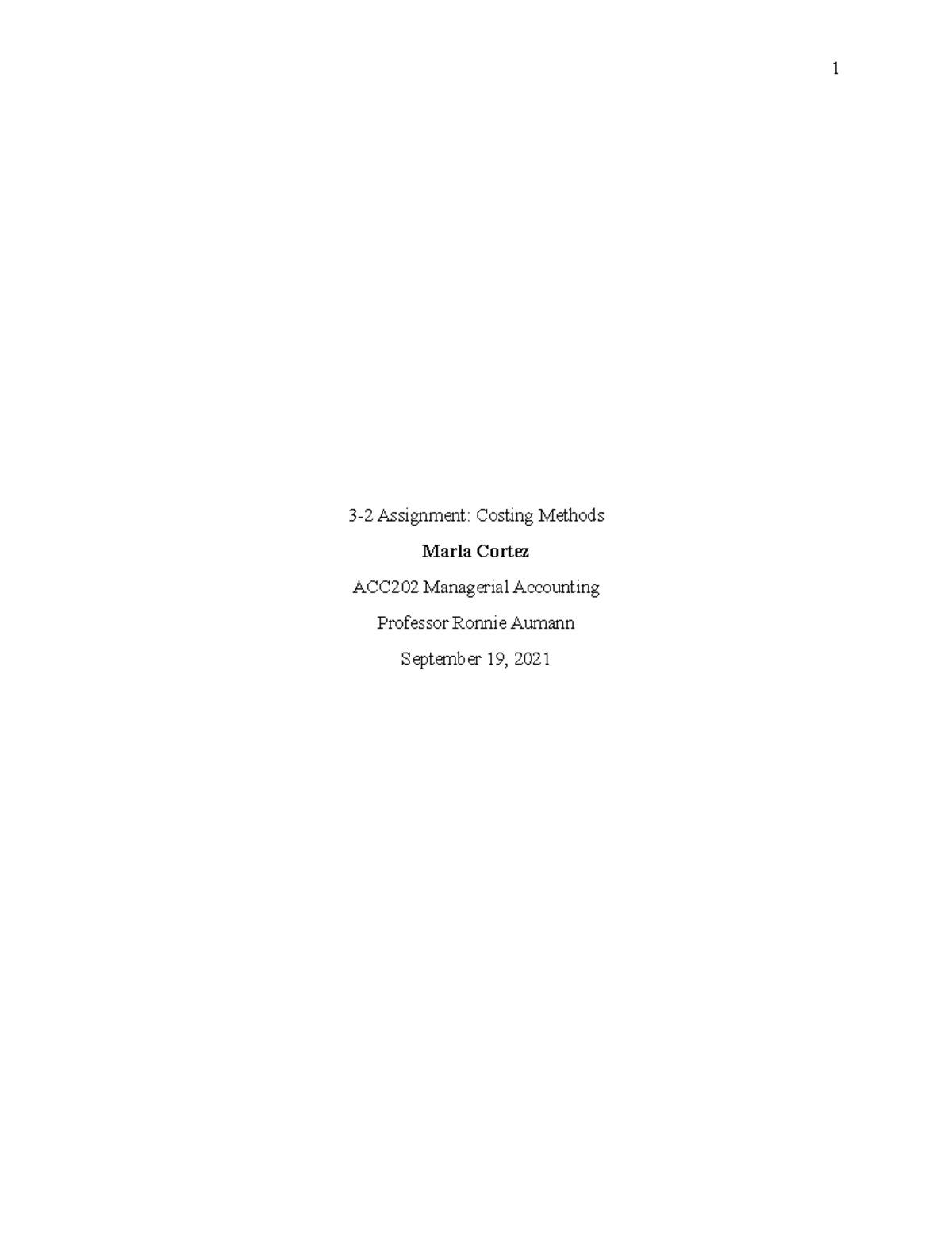 3-2 Assignment Costing Methods - 3-2 Assignment: Costing Methods Marla ...