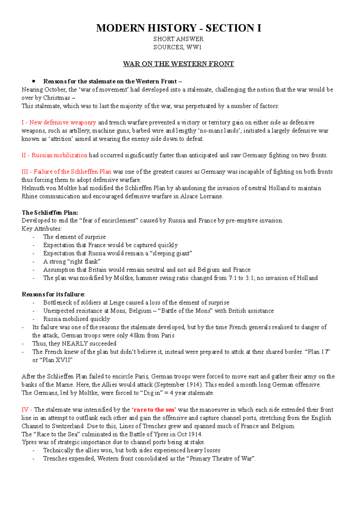 Modern History Section 1 - MODERN HISTORY - SECTION I SHORT ANSWER ...