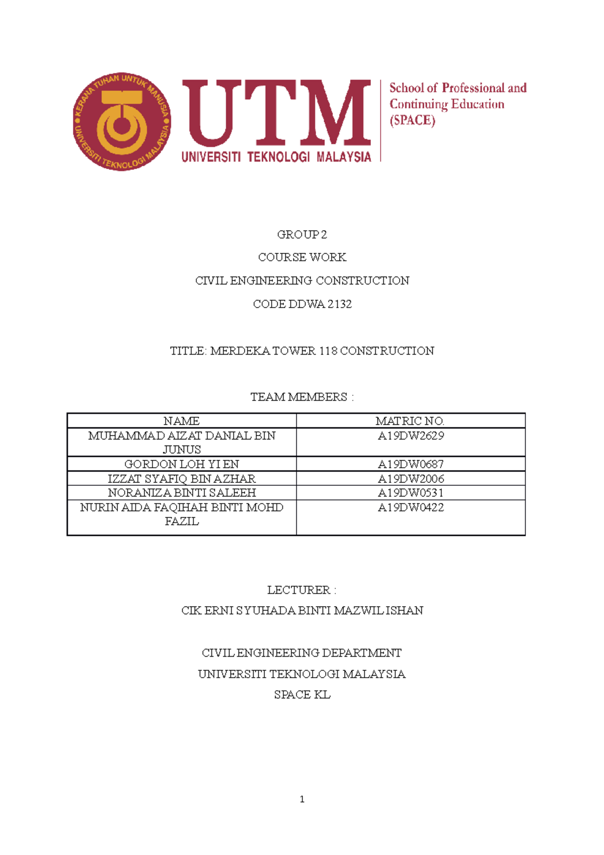 High Rise Building Construction - Civil engineering - UTM - Studocu