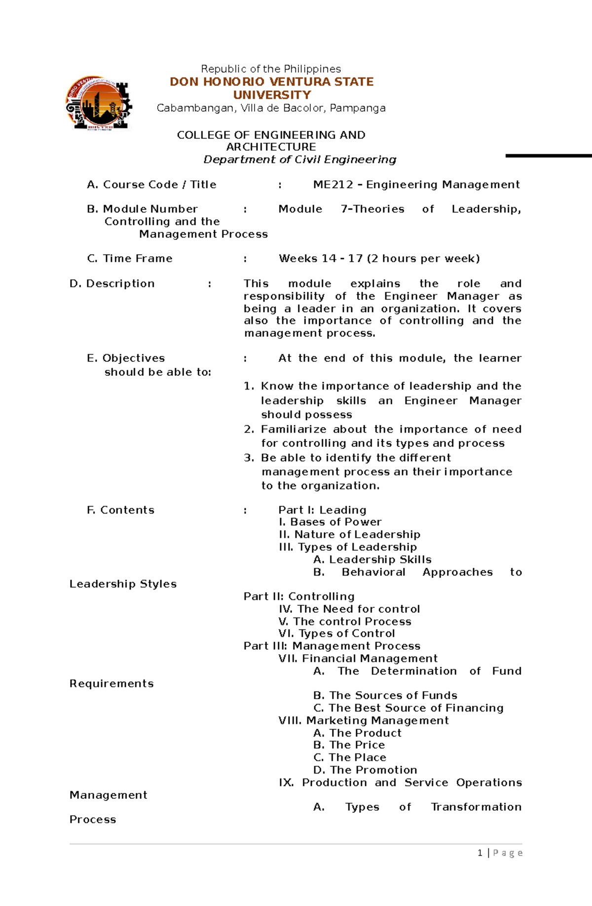 ME 212 Module 7 Theories of Leadership Controlling and the Management ...