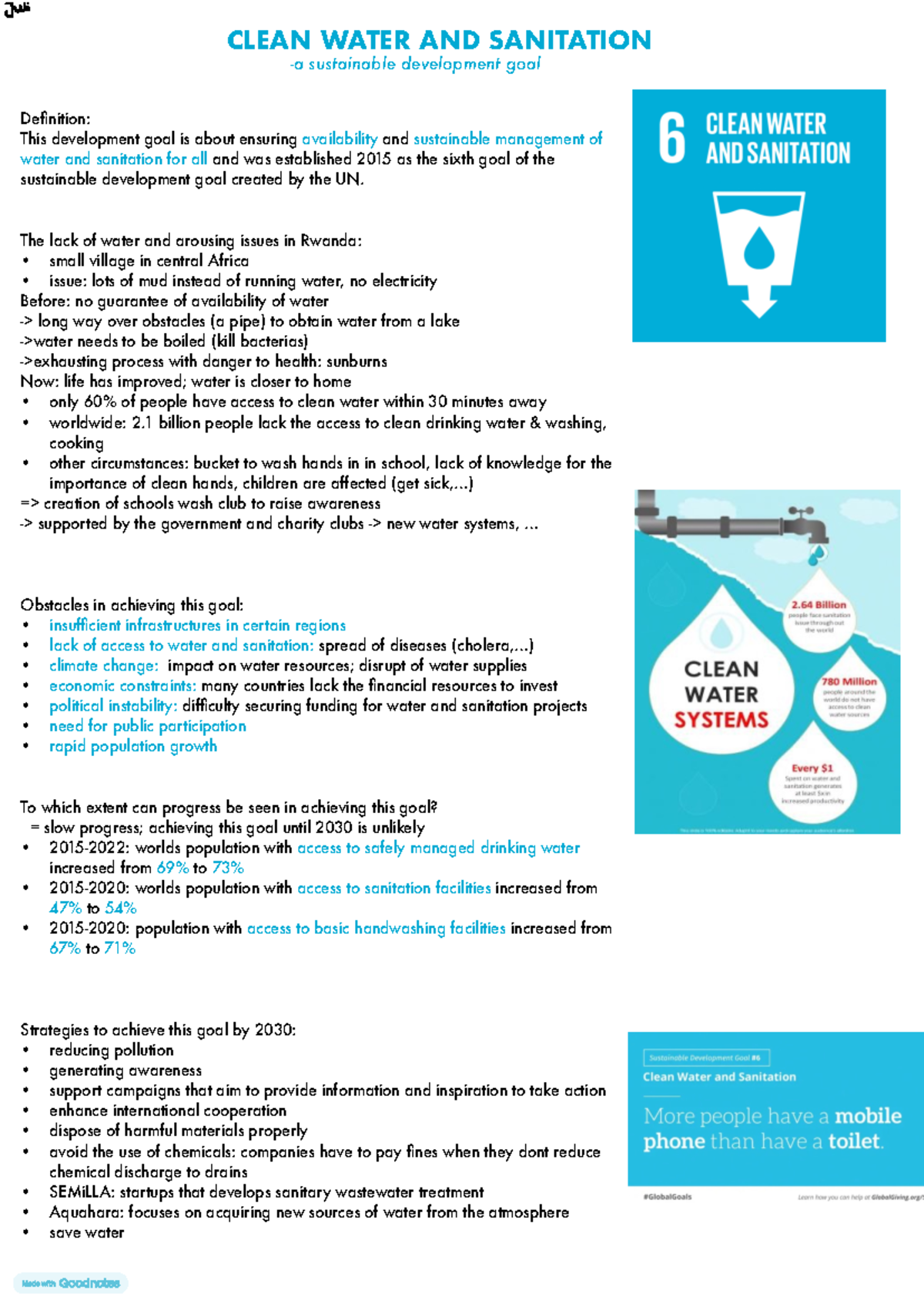 Sustainability goals: 6 Clean Water AND Sanitation - CLEAN WATER AND ...