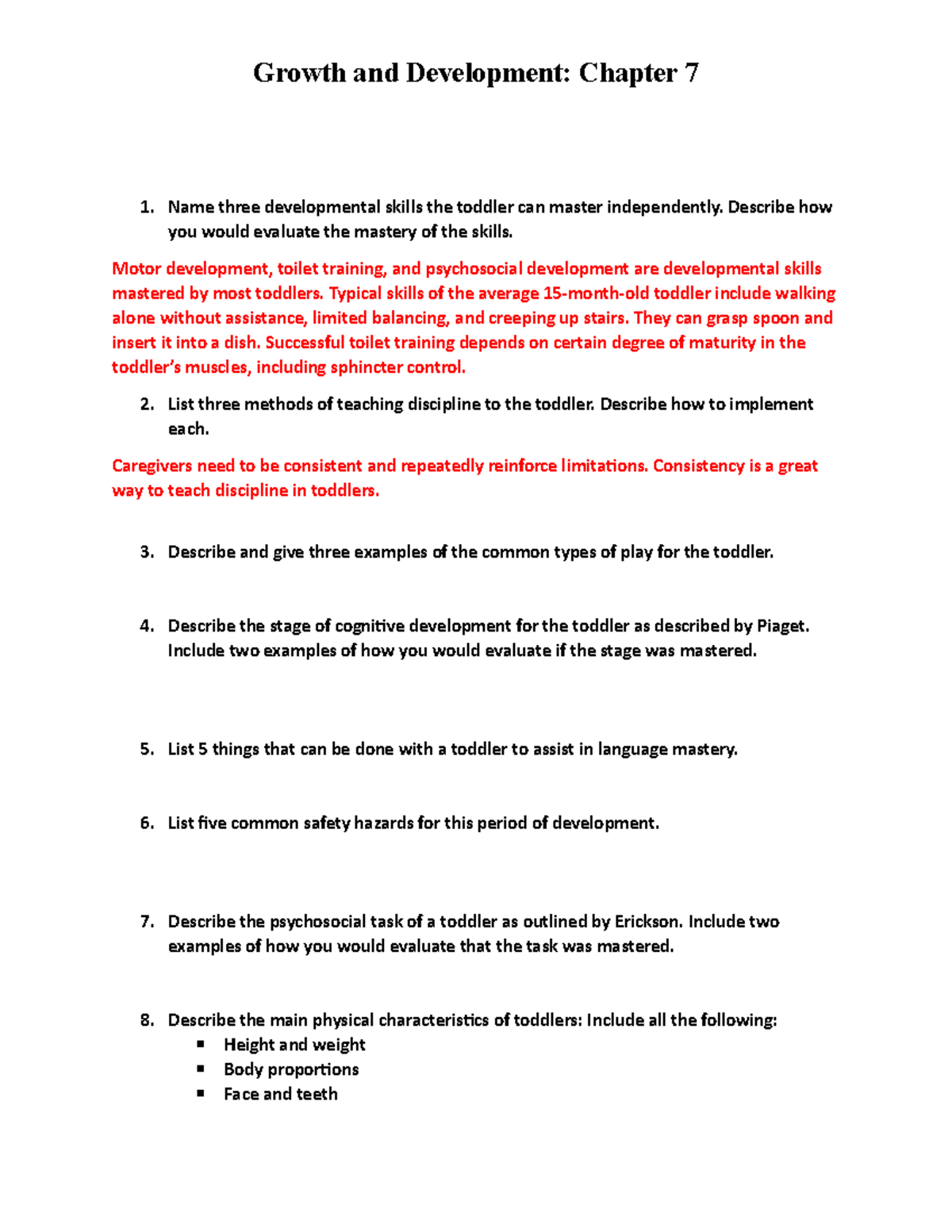 GD HW Chapter 7 - Growth and Development: Chapter 7 Name three ...