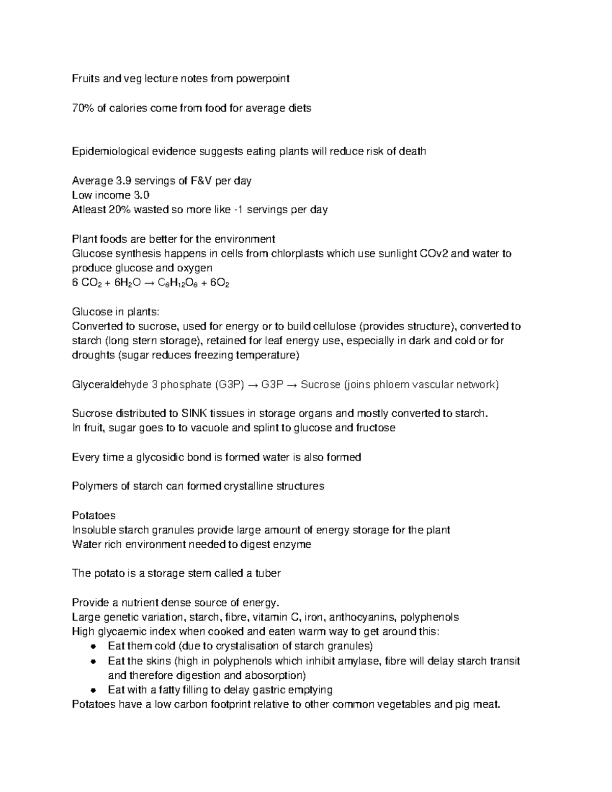 Fruits and Vegetables - Fruits and veg lecture notes from powerpoint 70 ...