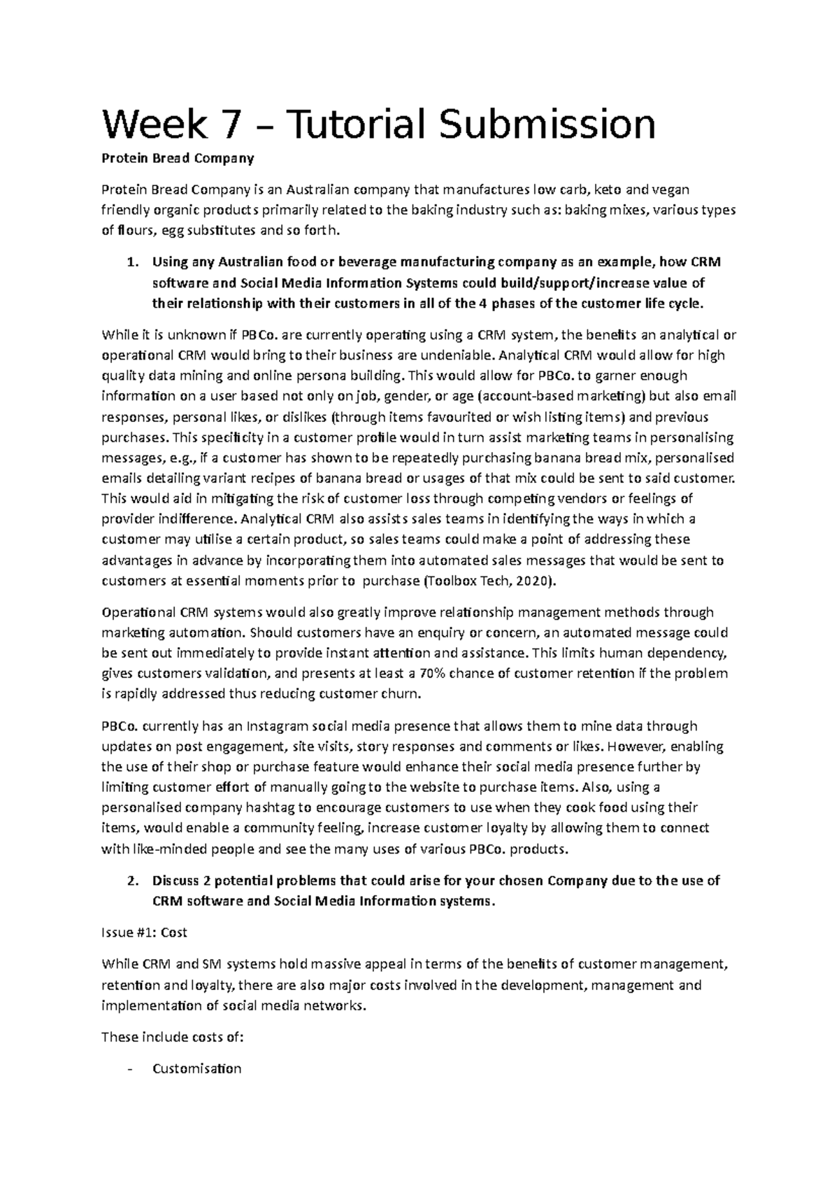 Week 7 - Homework Submission for Lecture - Week 7 – Tutorial Submission ...