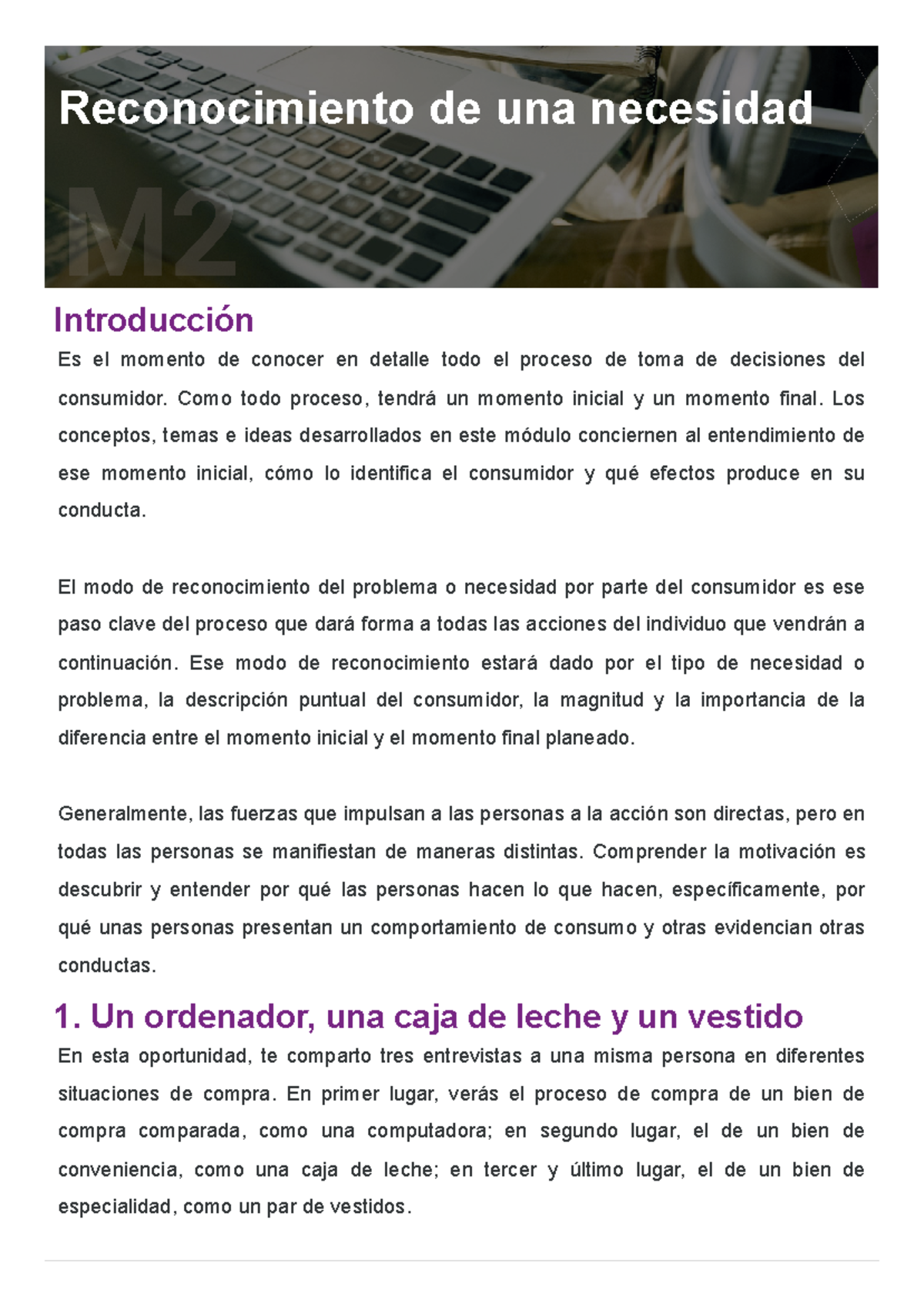 Comport. del consu M2L2 - Reconocimiento de una necesidad Introducción ...