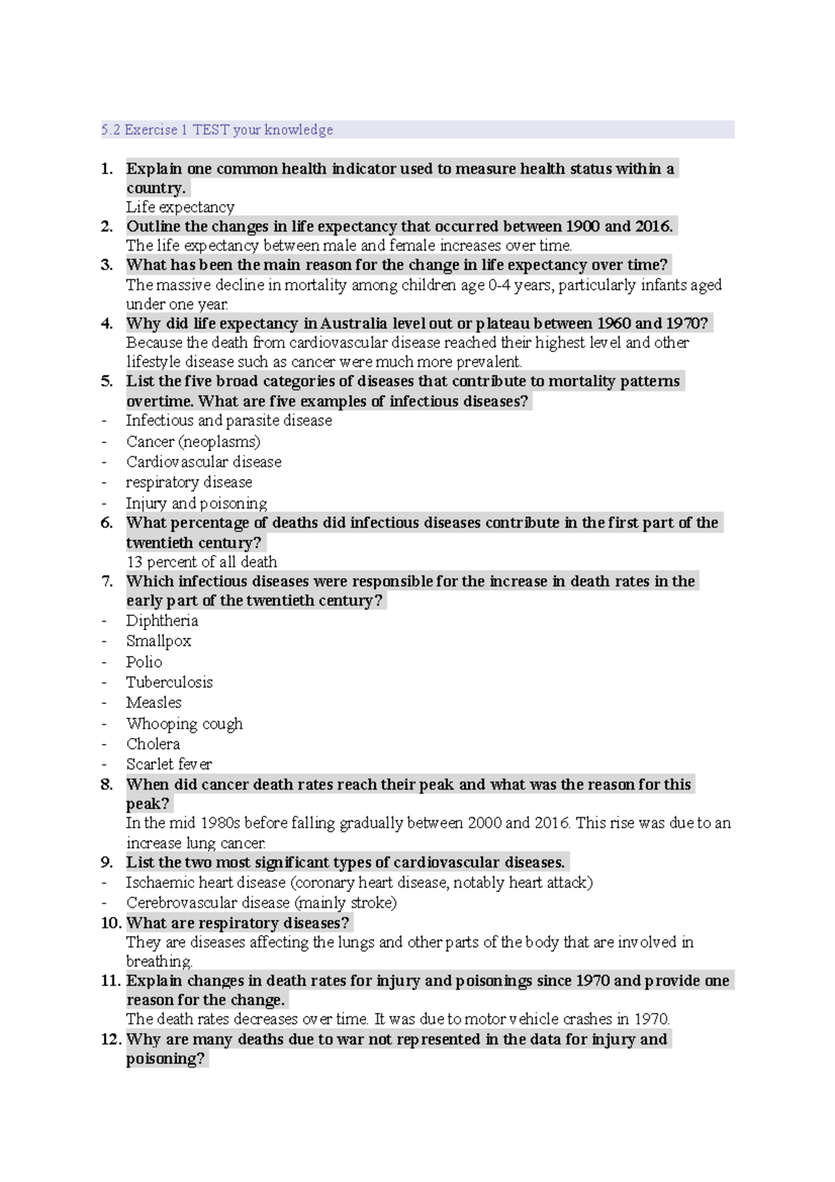 Chapter 5 questions health and human development - 5 Exercise 1 TEST ...