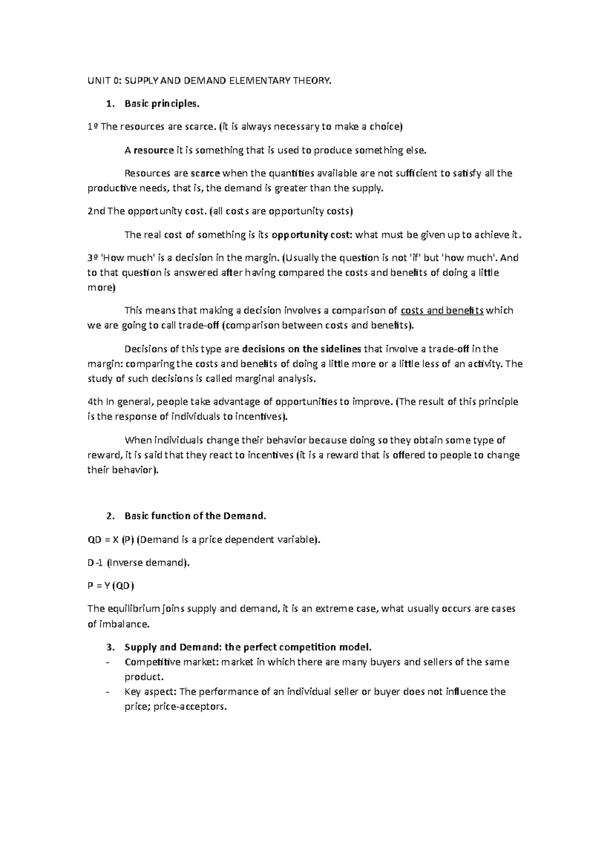 Introduction to microeconomics - UNIT 0: SUPPLY AND DEMAND ELEMENTARY ...