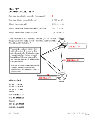 Network+ Learning Activity #13 - Subnet Masks and Subnetting (1)-2 - 30. Slash Notation Binary ...