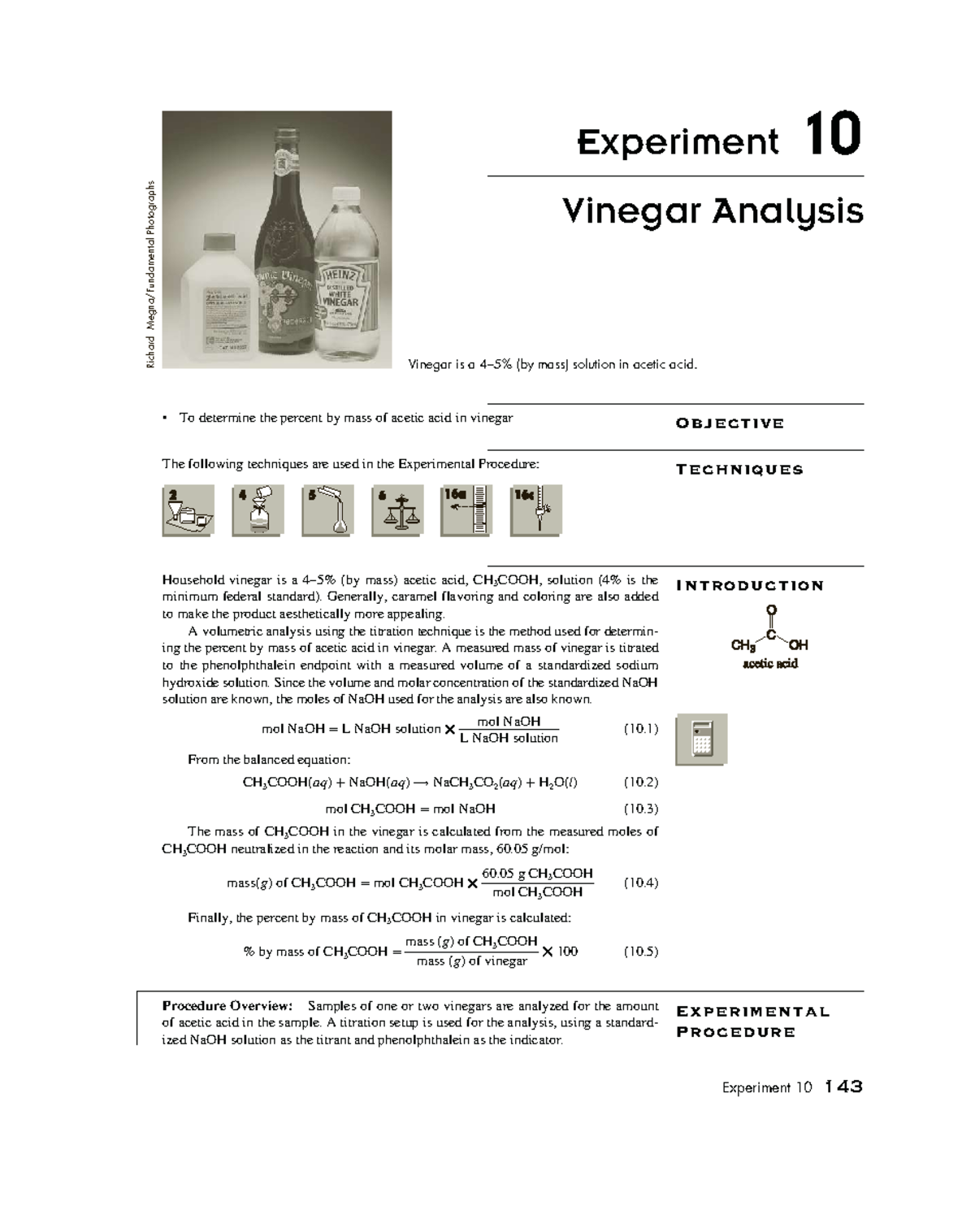 Exp 10 - Experiment 10 Vinegar Analysis To determine the percent by ...