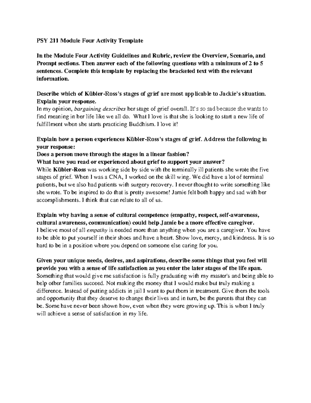 4-2 Journal - PSY 211 Module Four Activity Template In the Module Four ...
