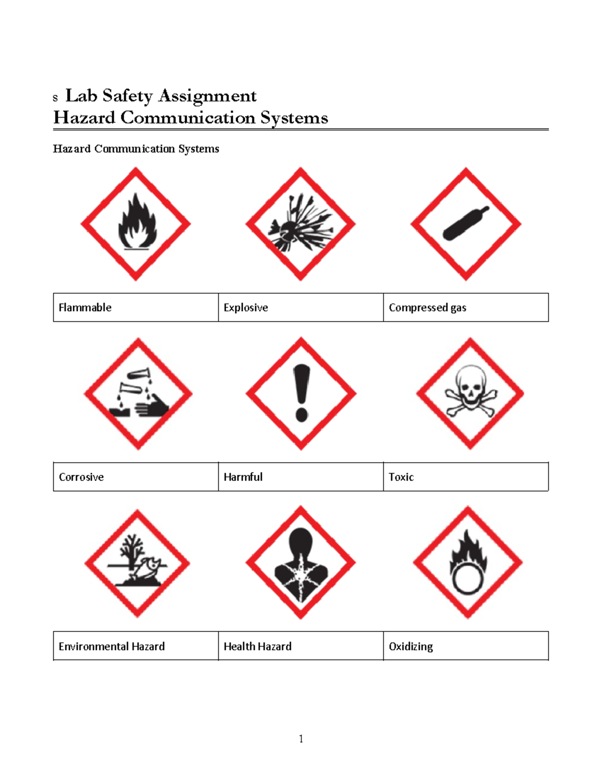 Safety Assignment worksheet - Isabella Balikian - S Lab Safety ...