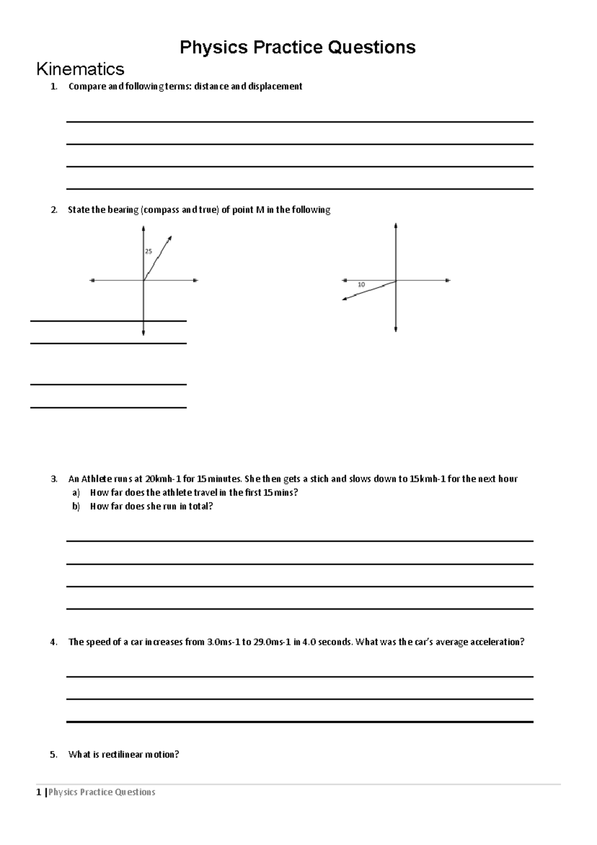 Sample/practice exam, questions - Physics Practice Questions Kinematics ...