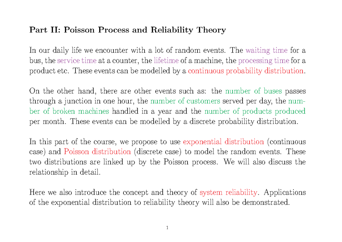 Part2 - Poisson Process - Part II: Poisson Process and Reliability ...