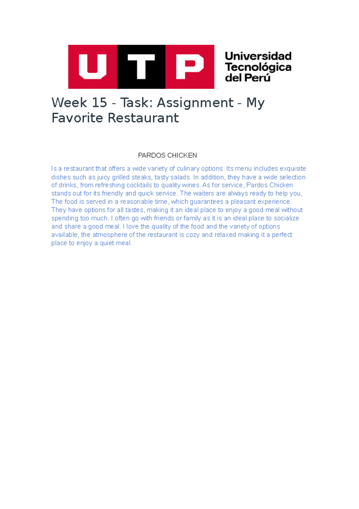 Week 15 - trabajo de publicidad - Week 15 - Task: Assignment - My ...