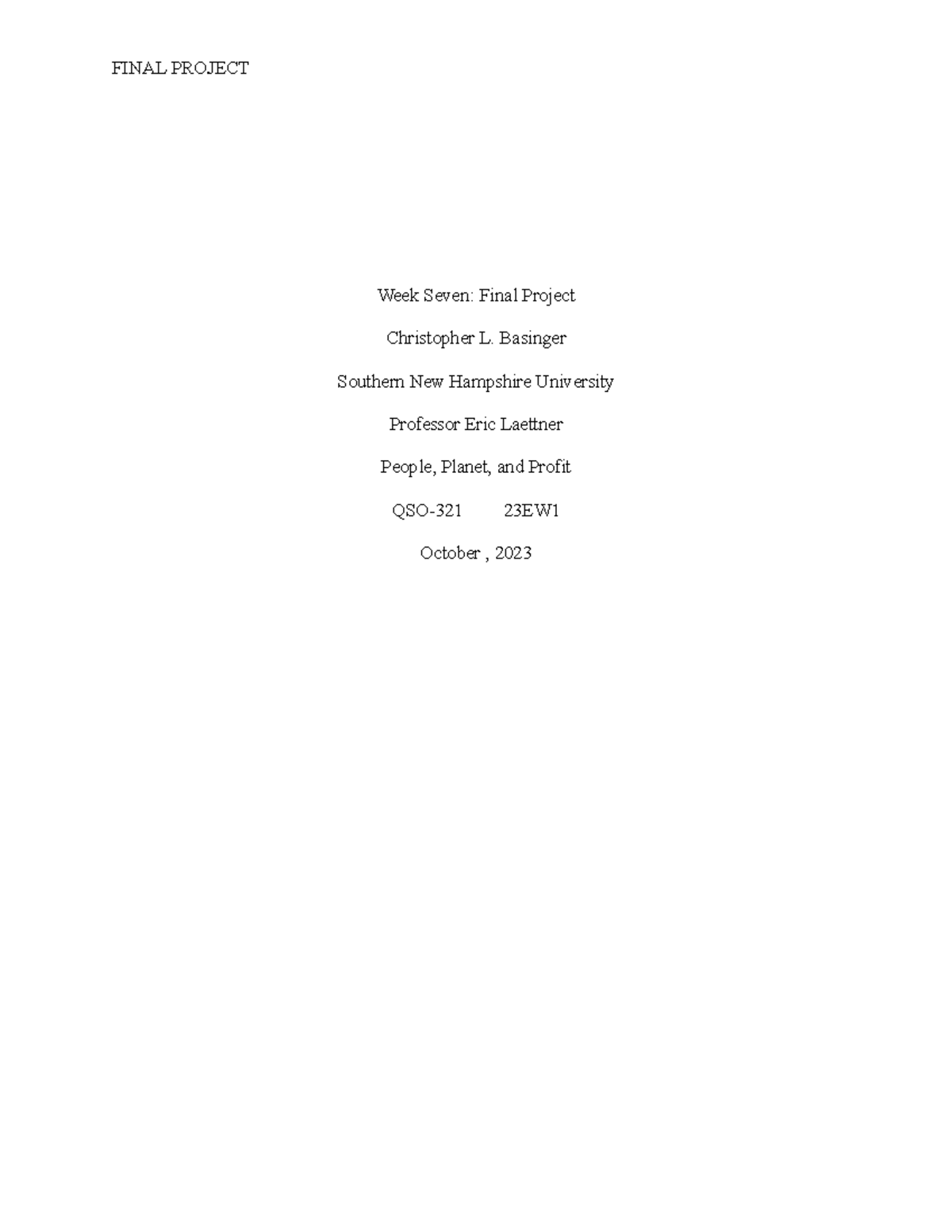 Week seven final project - FINAL PROJECT Week Seven: Final Project ...