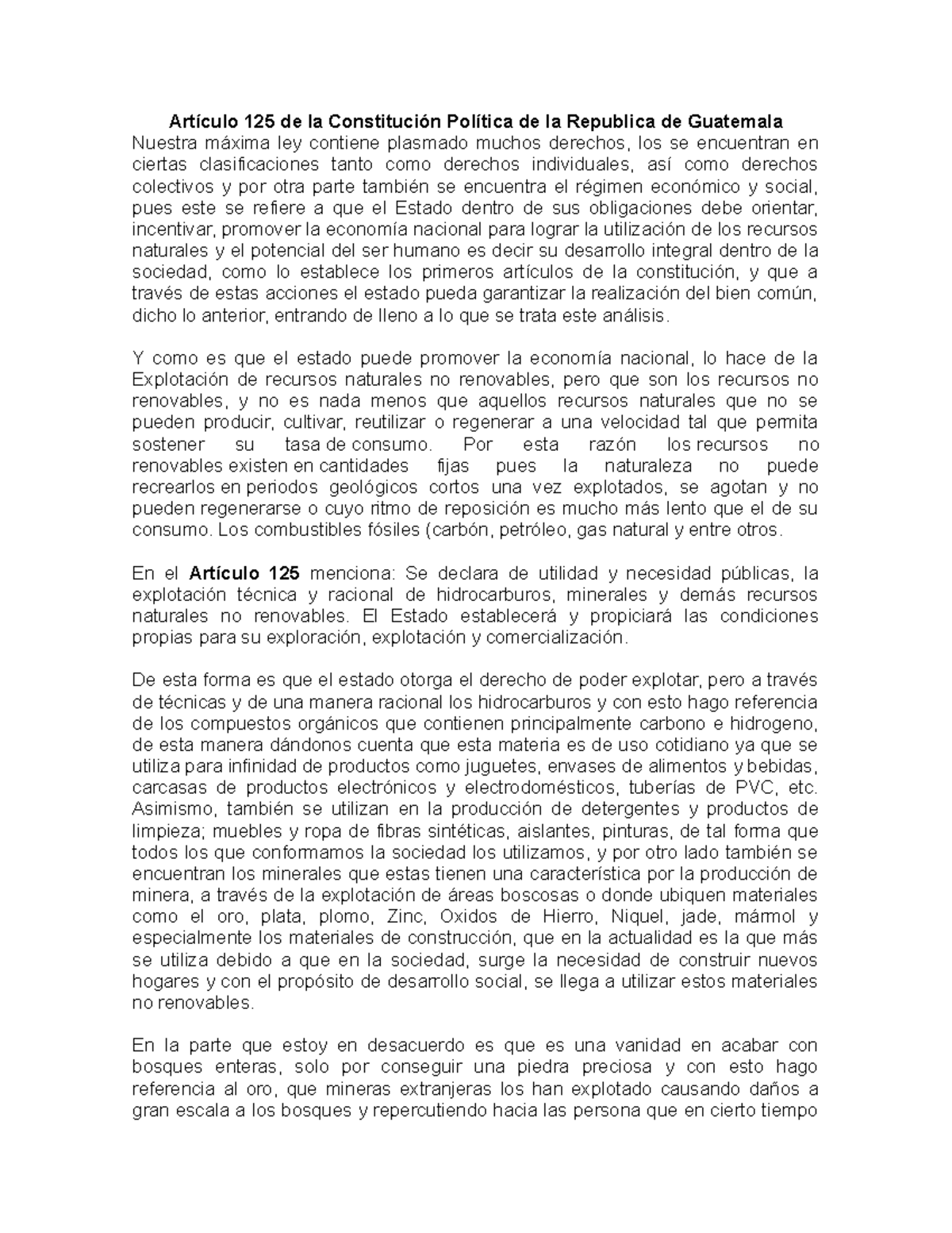 Analisis DEL Artículo 125 de la Constitución Política de la Republica ...