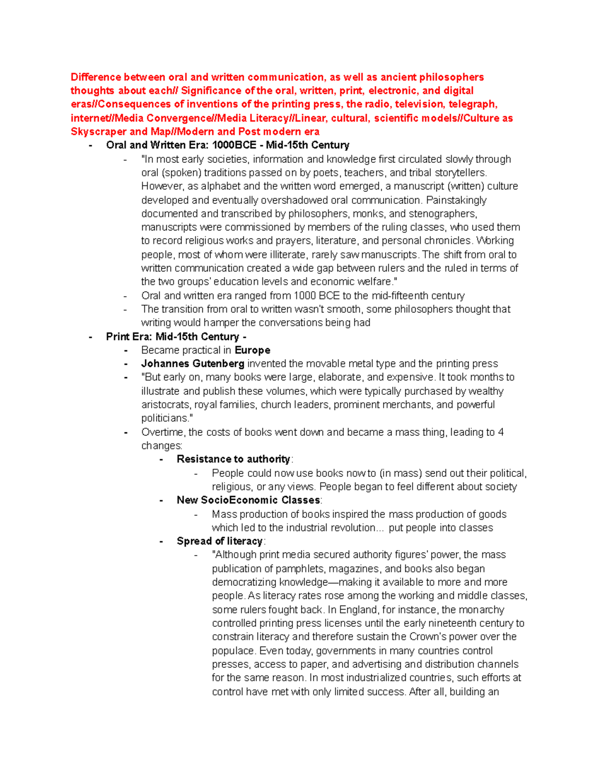 MMC EXAM 1 REVIEW - Difference between oral and written communication ...