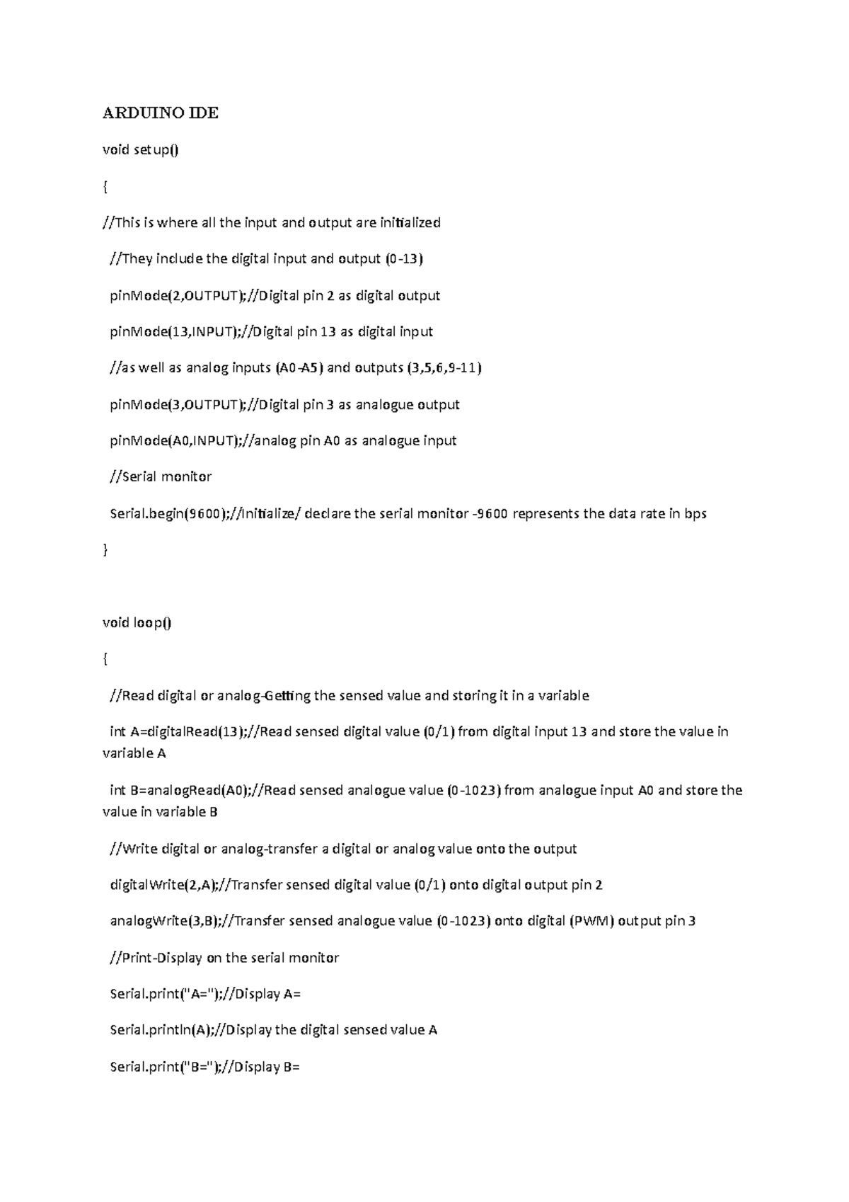 Arduino IDE - Best for revision and assignments. - ARDUINO IDE void ...