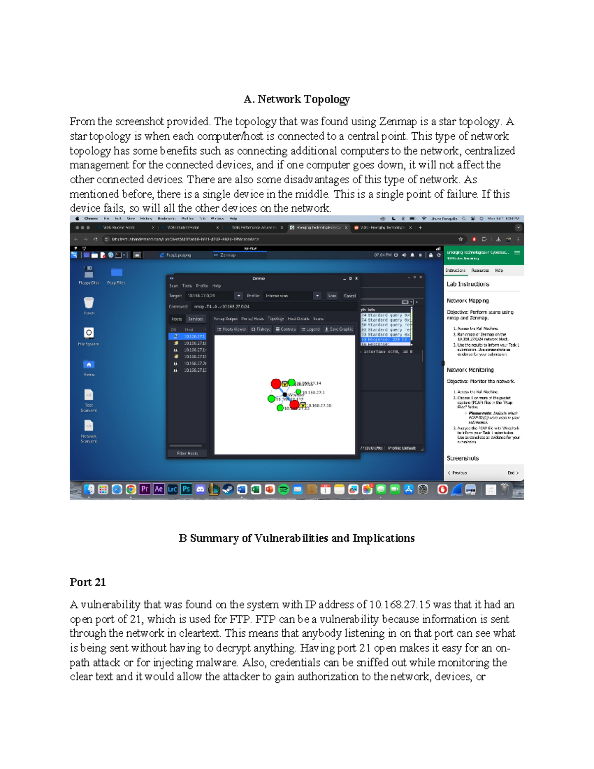 C844 Task 1 cybersecurity - A. Network Topology From the screenshot ...