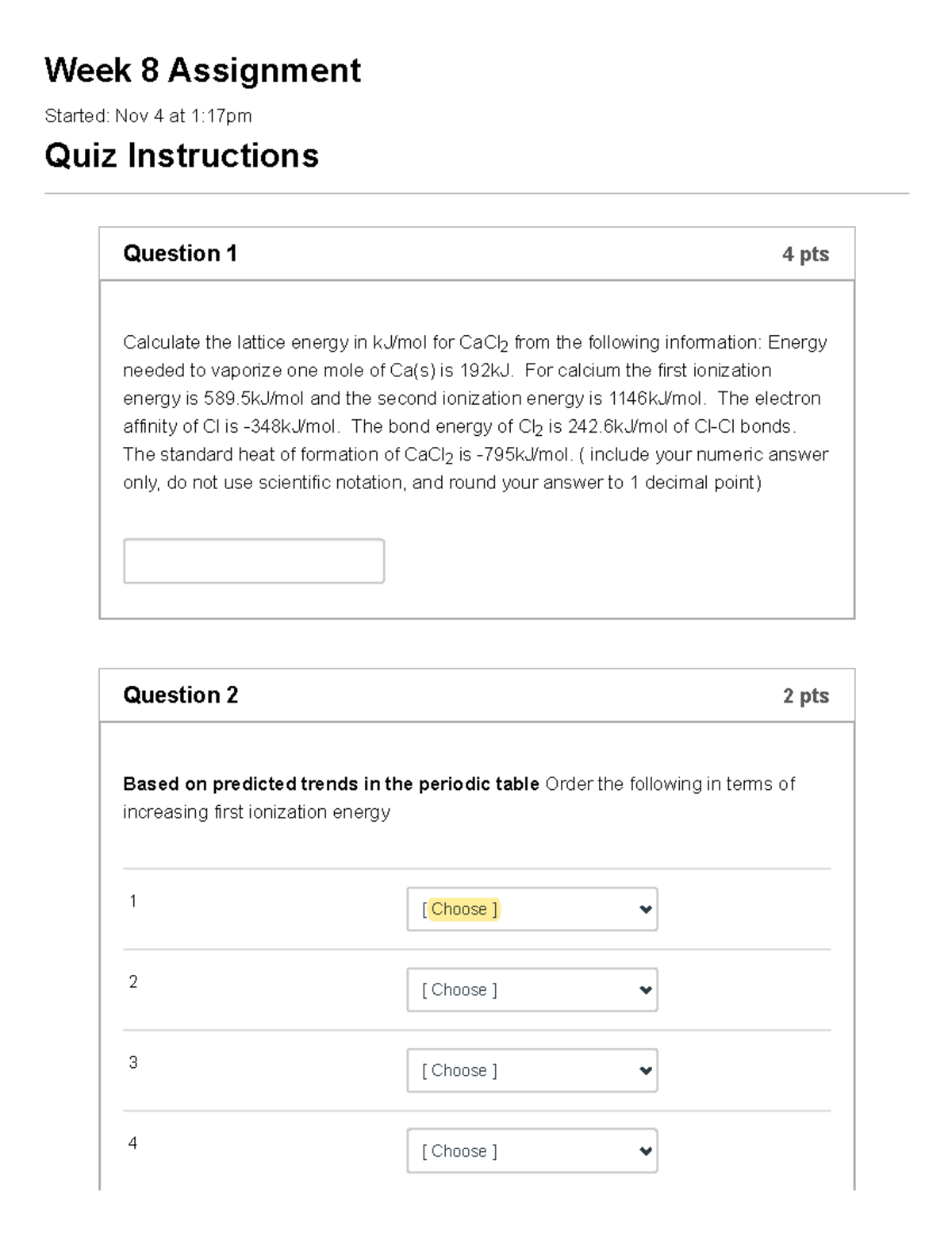Quiz Week 8 Assignment - Week 8 Assignment Started: Nov 4 at 1:17pm ...