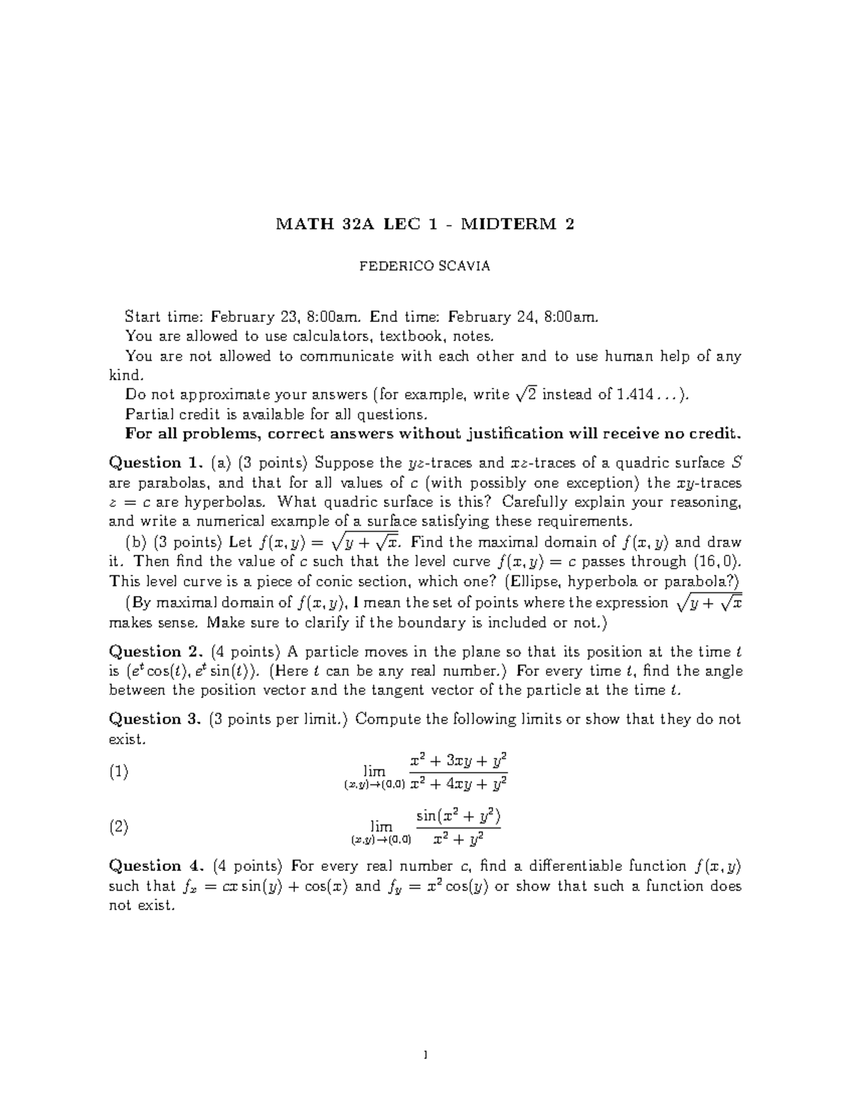 32a-lec1-midterm 2 - practice test - MATH 32A LEC 1 - MIDTERM 2 ...