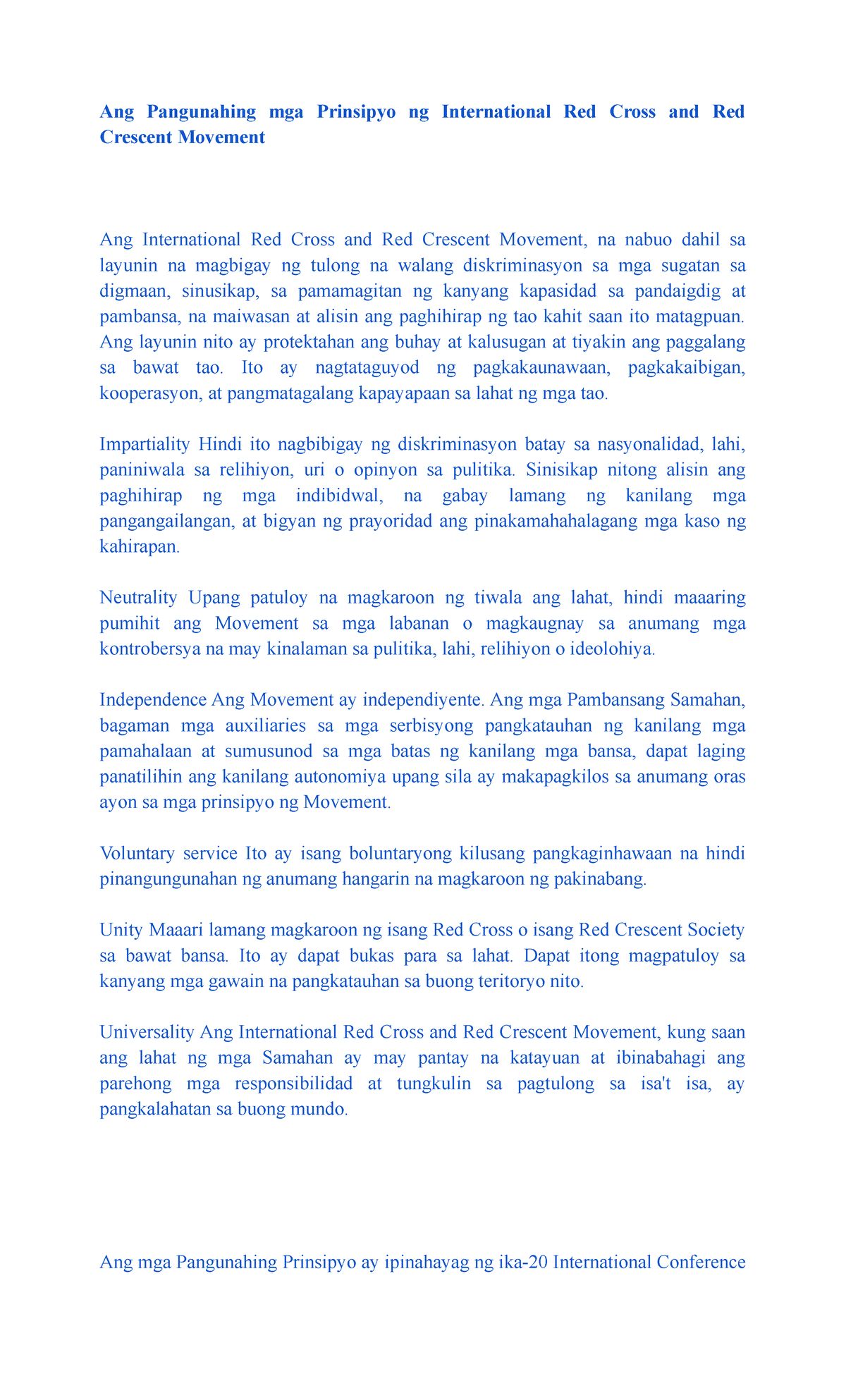 The Fundamental Principles of the International Red Cross -and Red ...