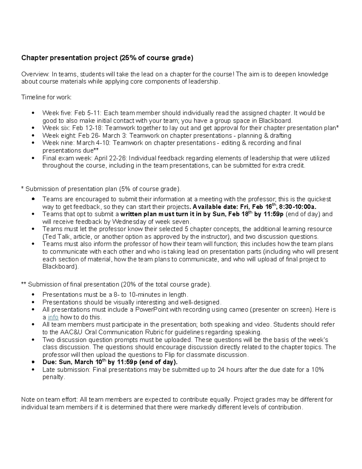 Chapter presentation project updated deadline - Chapter presentation ...