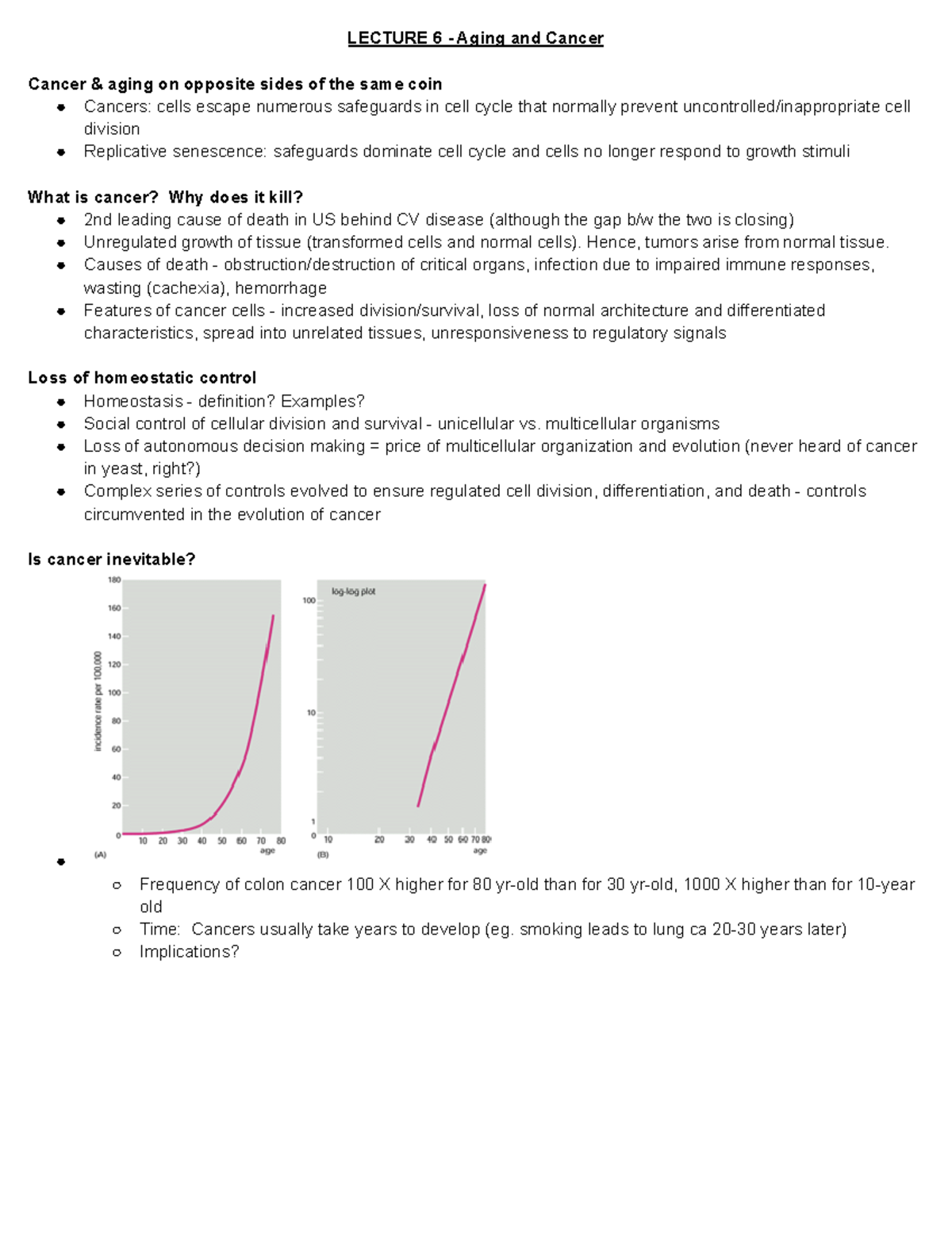 Bio 412 Notes Final Exam Lectures 6-9 Summer 2021 - LECTURE 6 - Aging ...