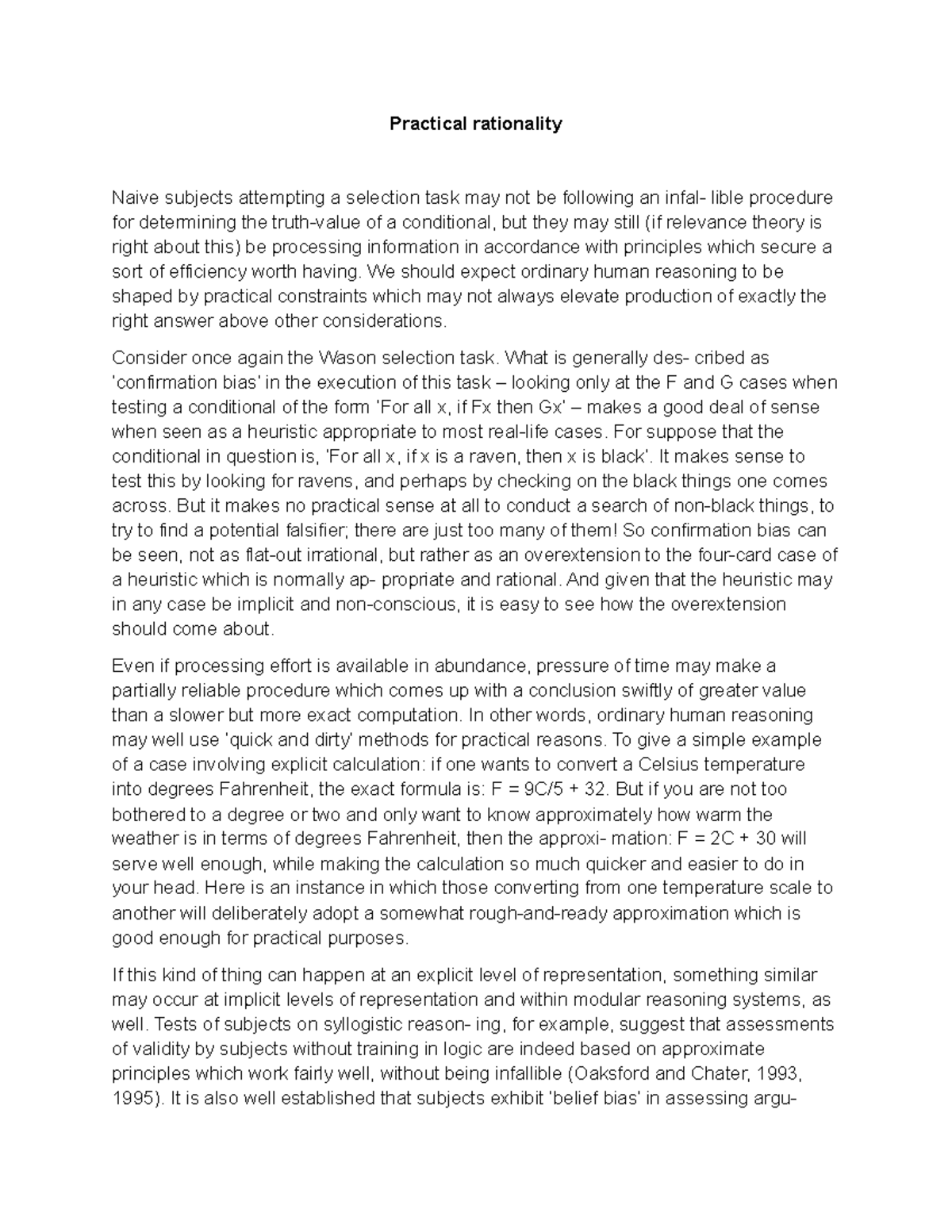 Practical rationality - Practical rationality Naive subjects attempting ...