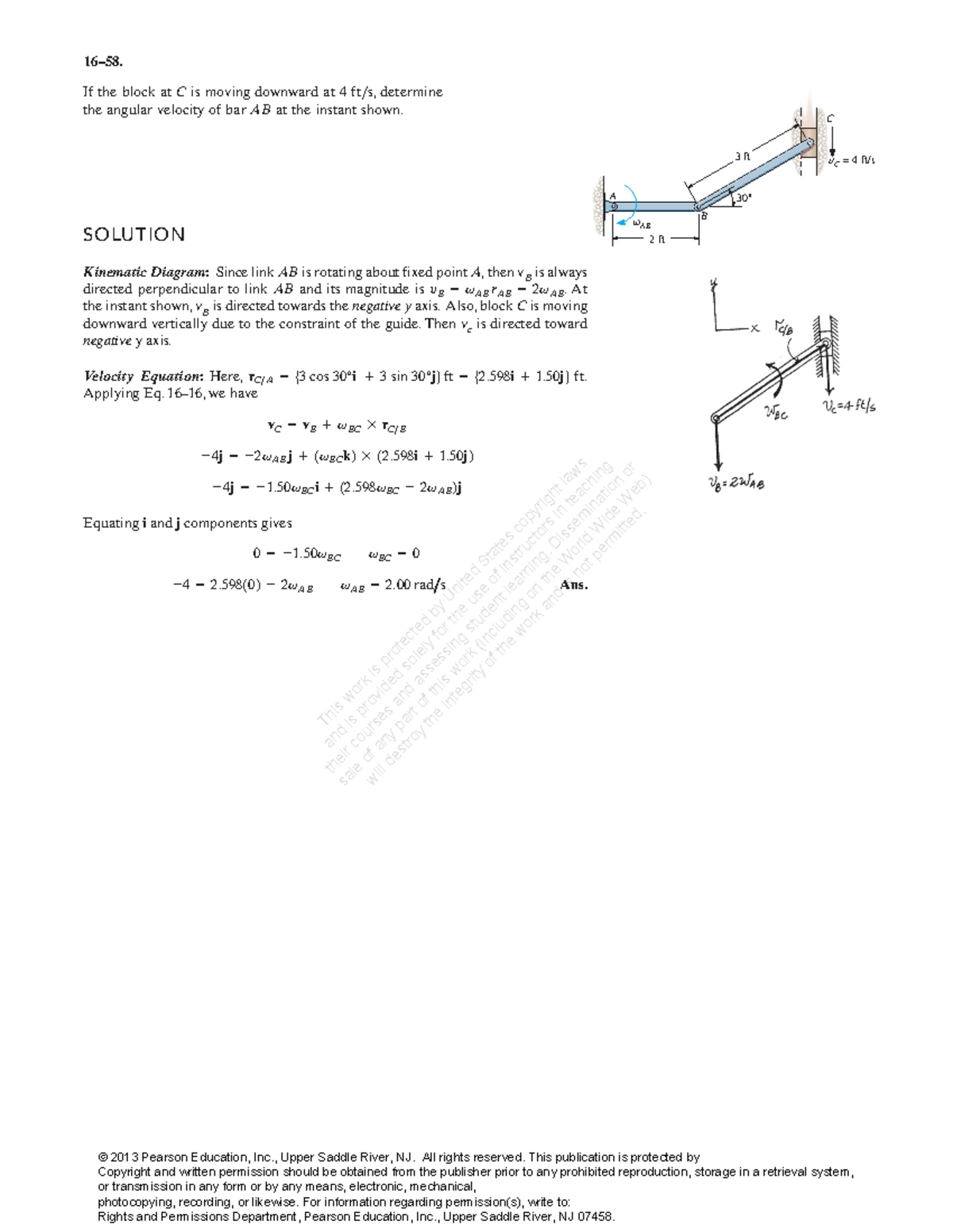 Chapter 4 dynamics tutorial - SOLUTION Kinematic Diagram: Since link AB is rotating about fixed ...