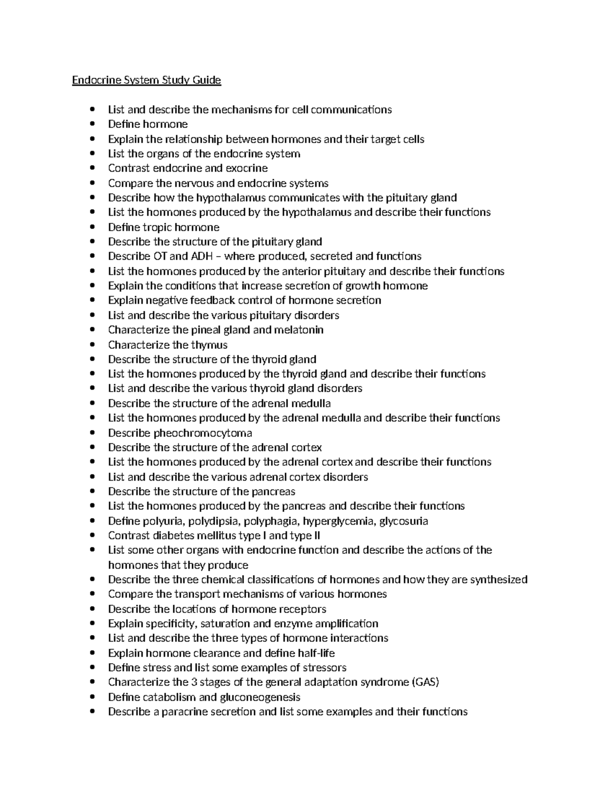 Endocrine System Study Guide - Studocu