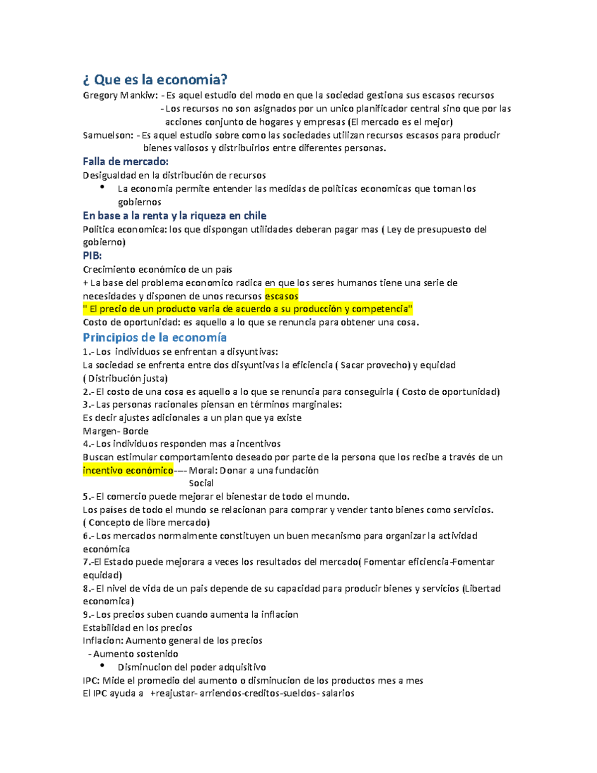 Micro y Macro Economia - ¿ Que es la economia? Gregory Mankiw: - Es ...